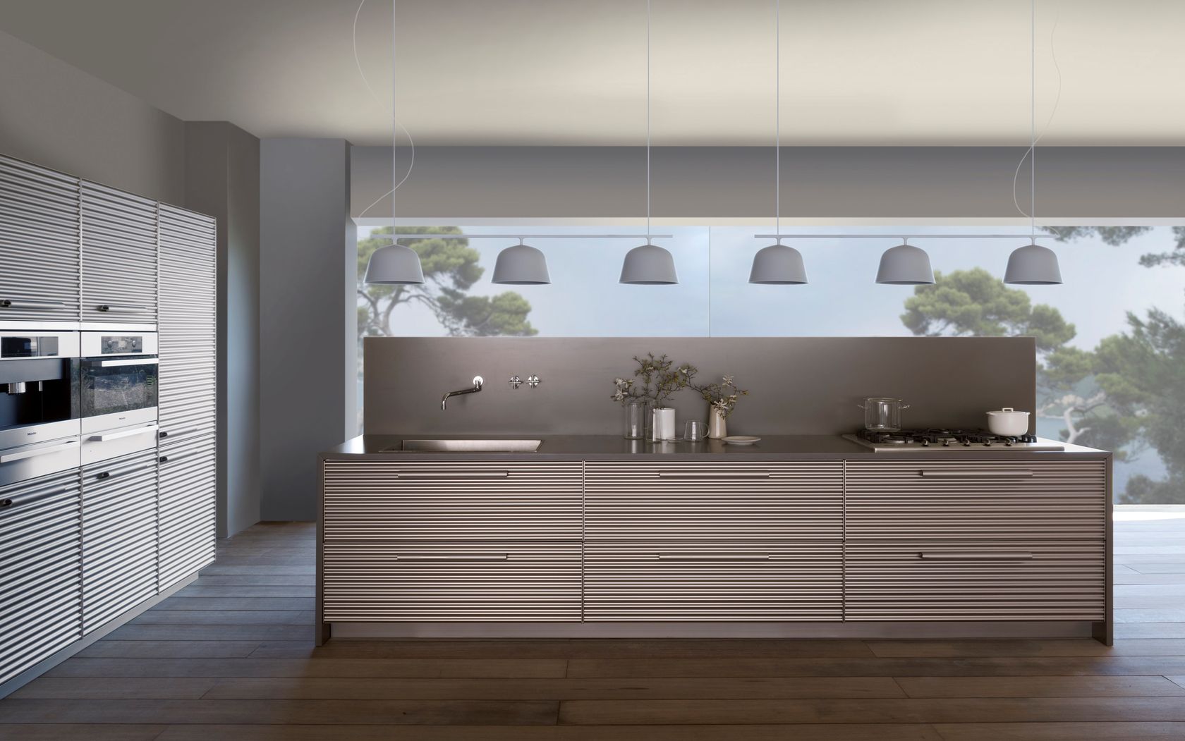 CINQUETERRE Cucina componibile con isola in alluminio titanio By ...