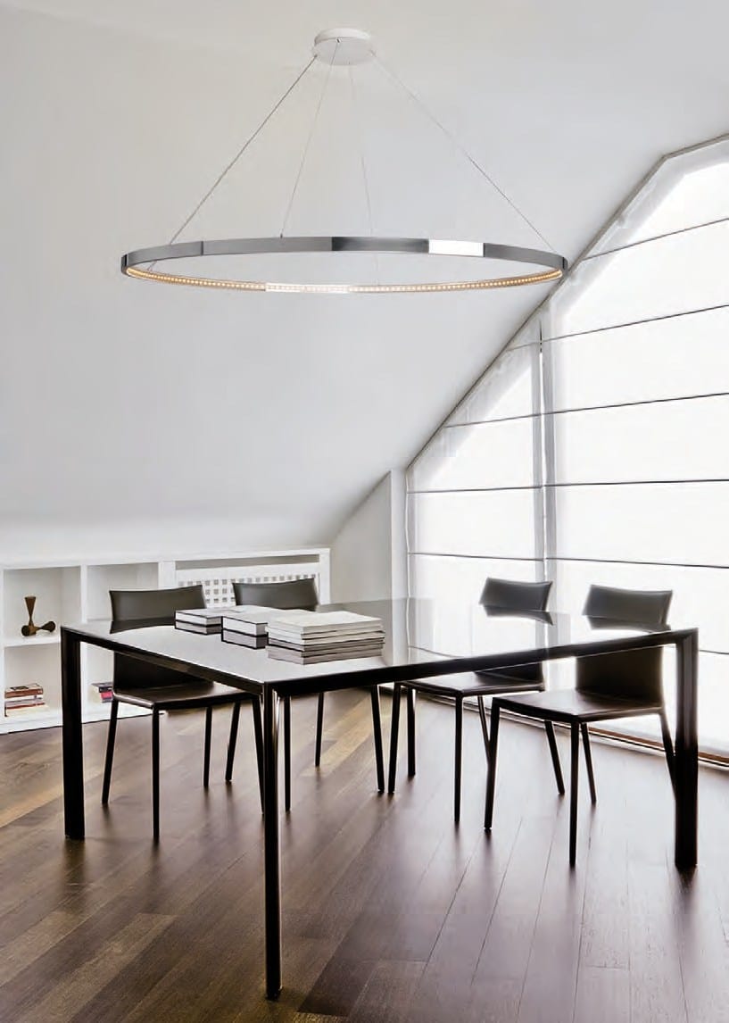 LED direct-indirect light adjustable steel pendant lamp CIRCLE 80 By Le ...