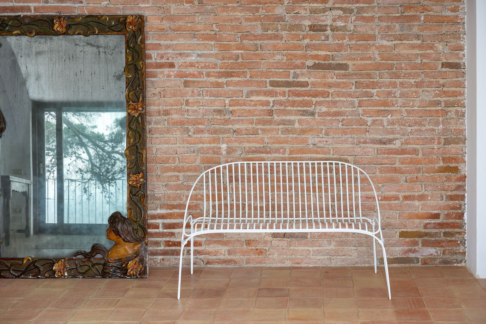 COLONIAL Galvanized steel garden bench with back By ISIMAR