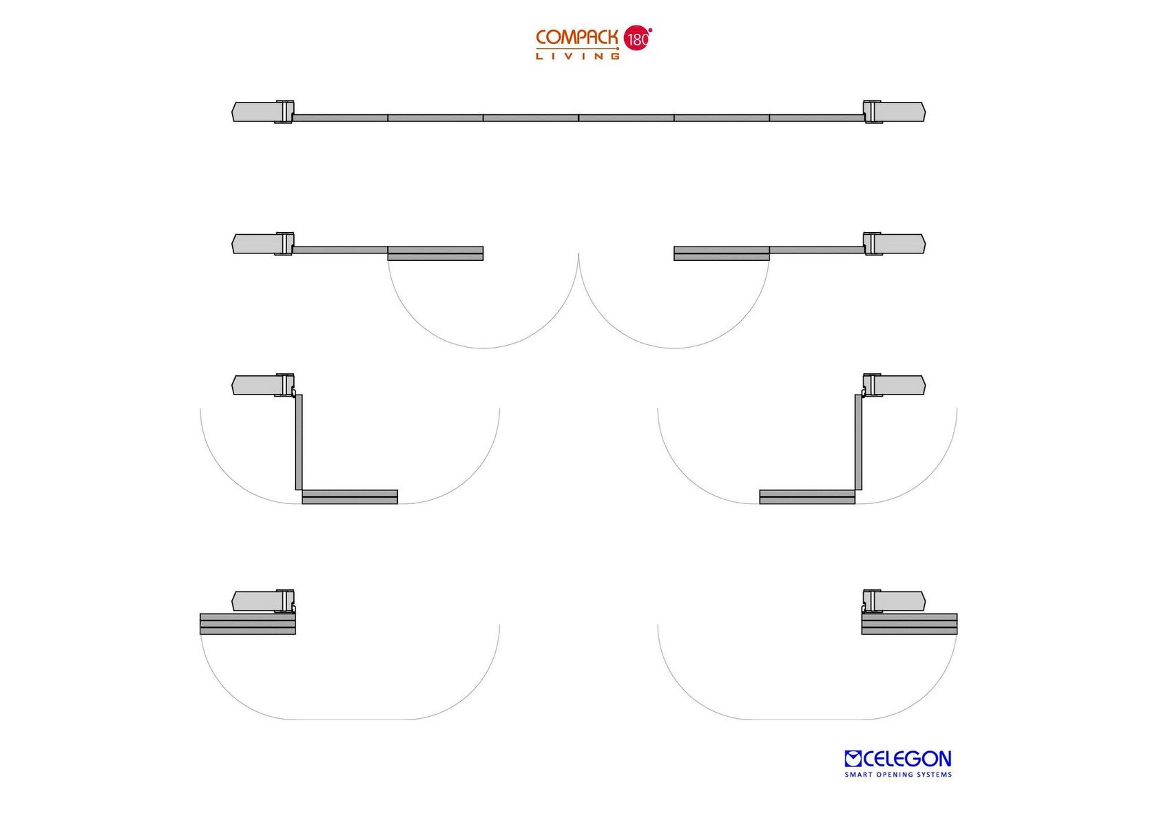COMPACK® LIVING® 180 on tri-fold doors Door fittings By CELEGON