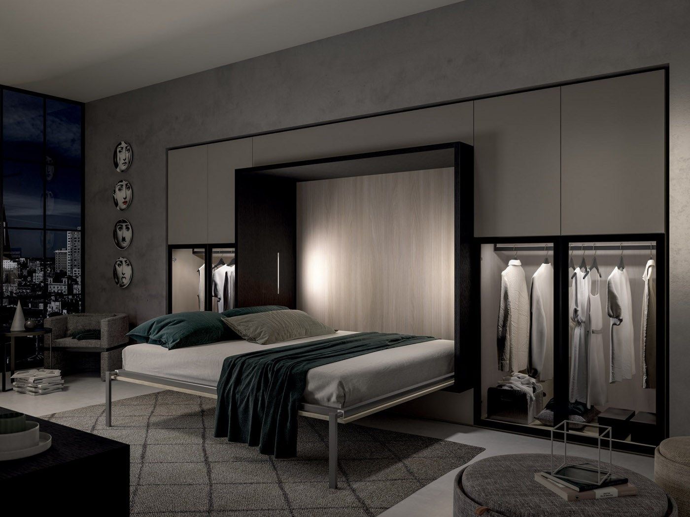 Pull-down bed with cabinet ALCOVA SYSTEM - CONFIGURATION 259 By TUMIDEI