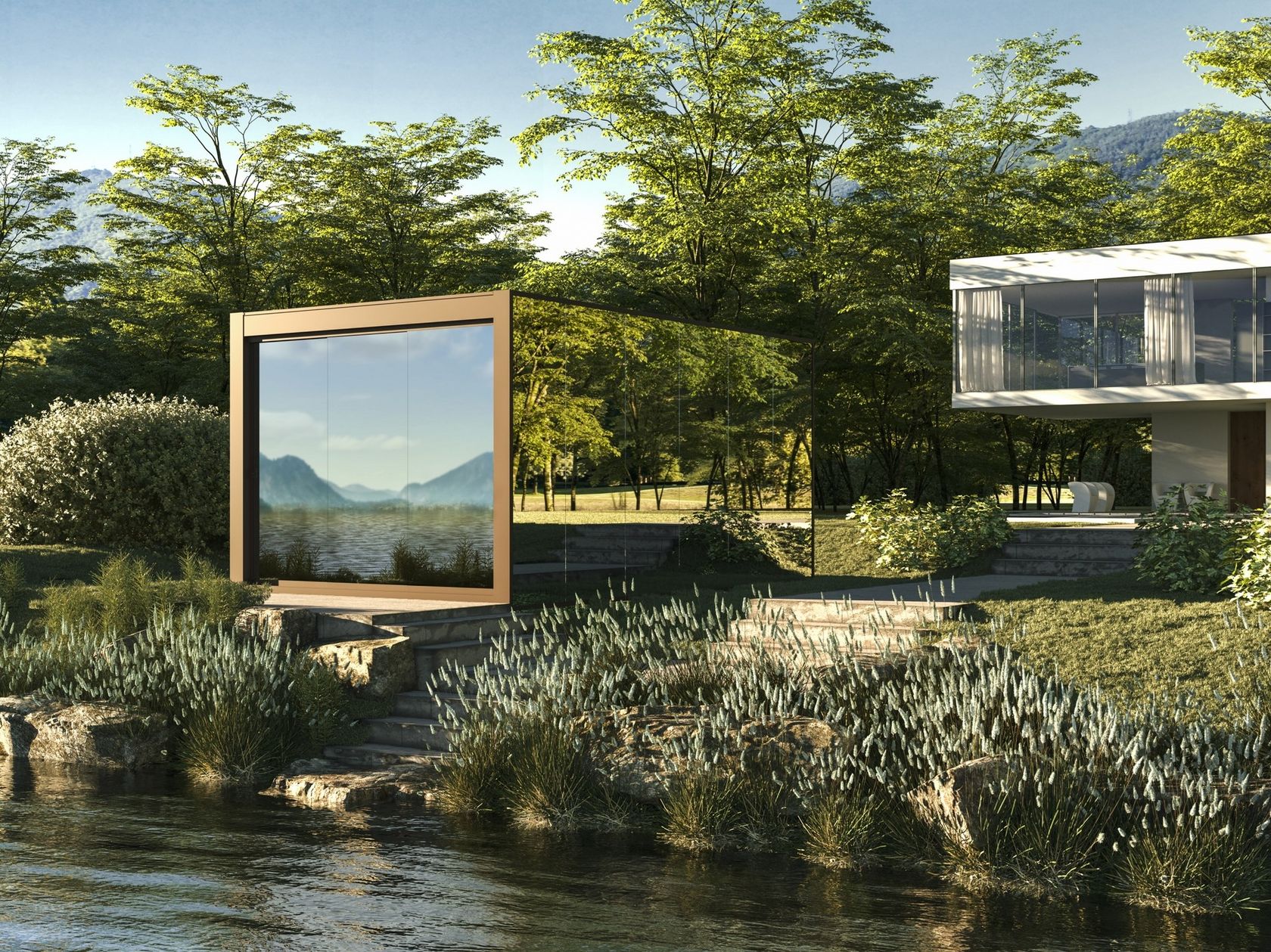 Freestanding pergola with folding louvers CONNECT By PRATIC F.lli ORIOLI