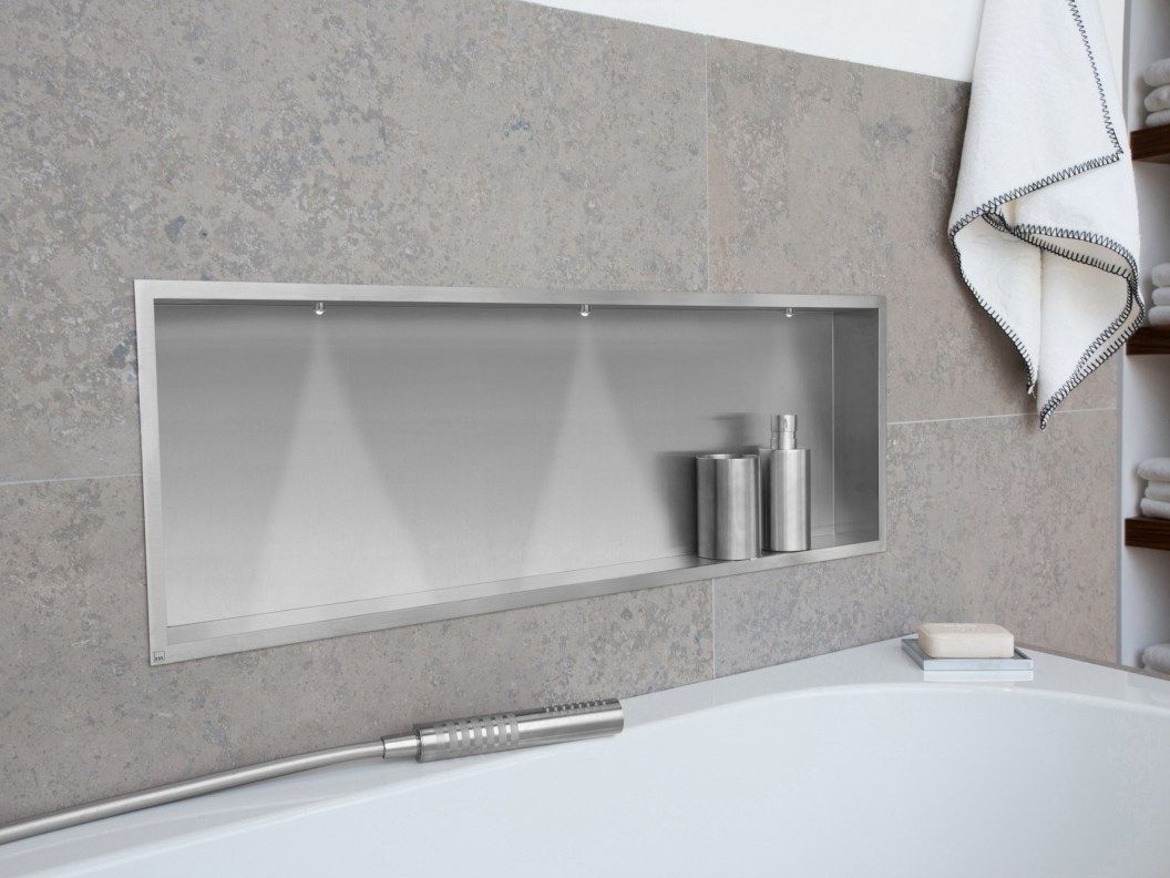 Stainless steel bathroom wall shelf CONTAINER BOX WALL NICHE WITH LED ...