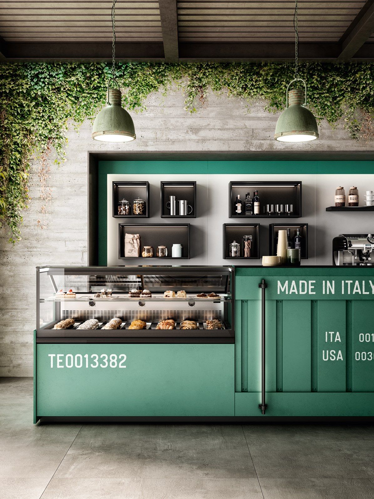 Illuminated steel bar counter CONTAINER By Frigomeccanica