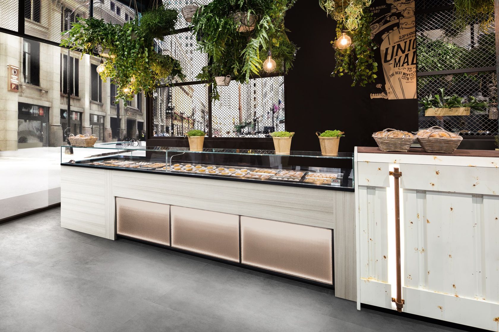 Illuminated steel bar counter CONTAINER By Frigomeccanica