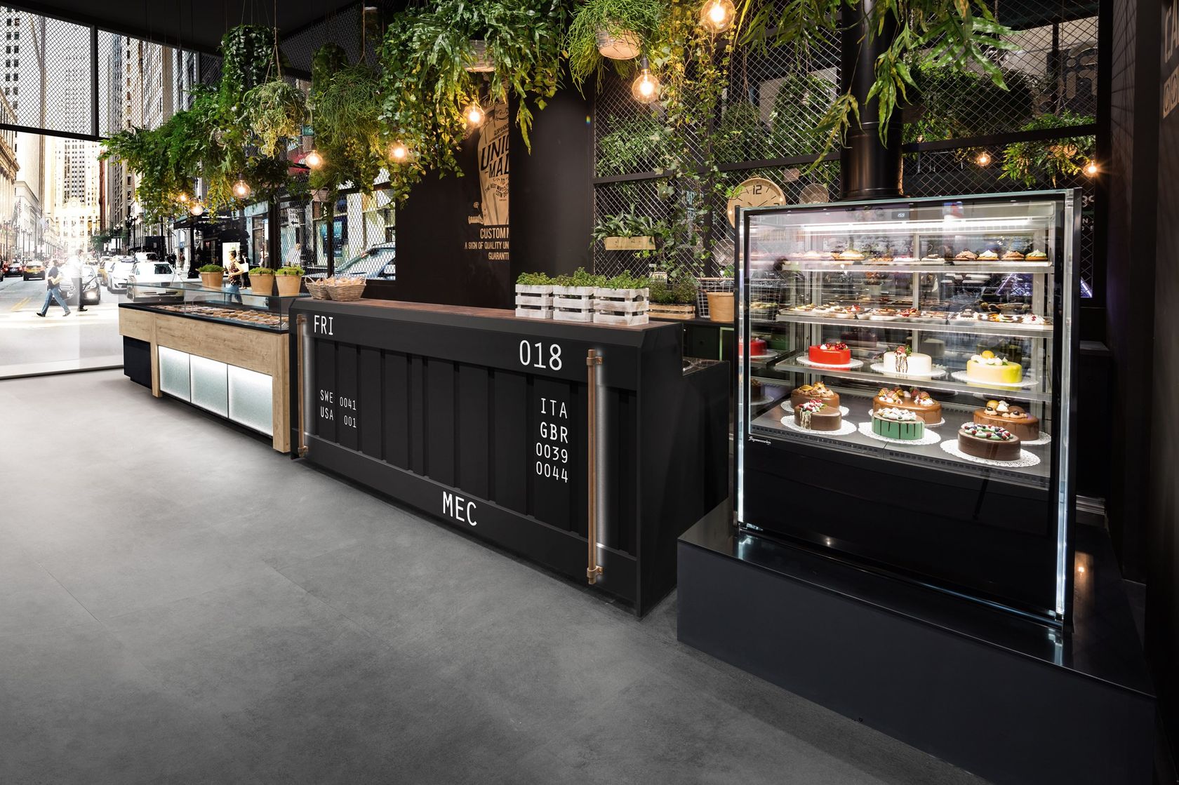 Illuminated steel bar counter CONTAINER By Frigomeccanica