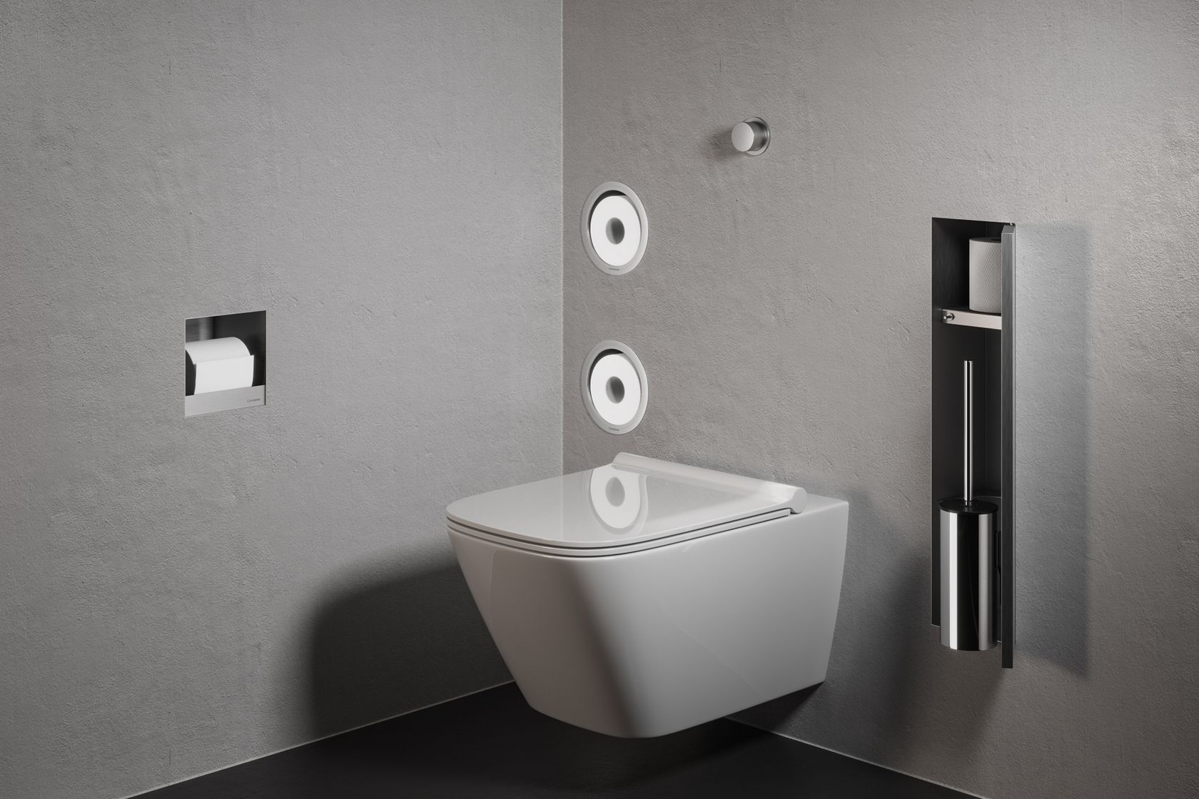 ROLL TCL-3 Built-in stainless steel toilet roll holder By ESS Easy Drain