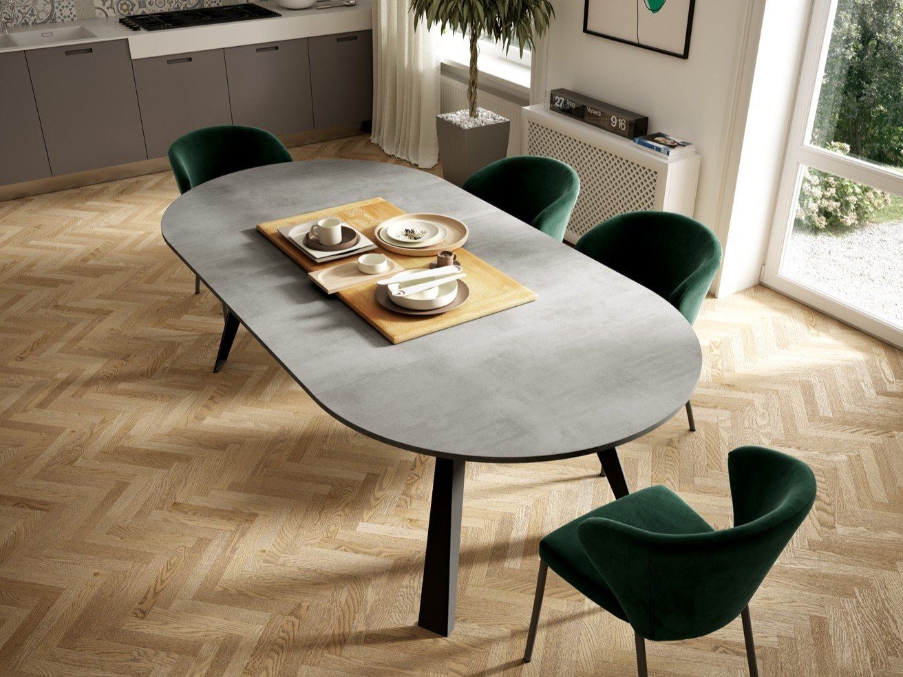 Extending eco woood table CONVIVIO By EASYLINE design Studio Ozeta