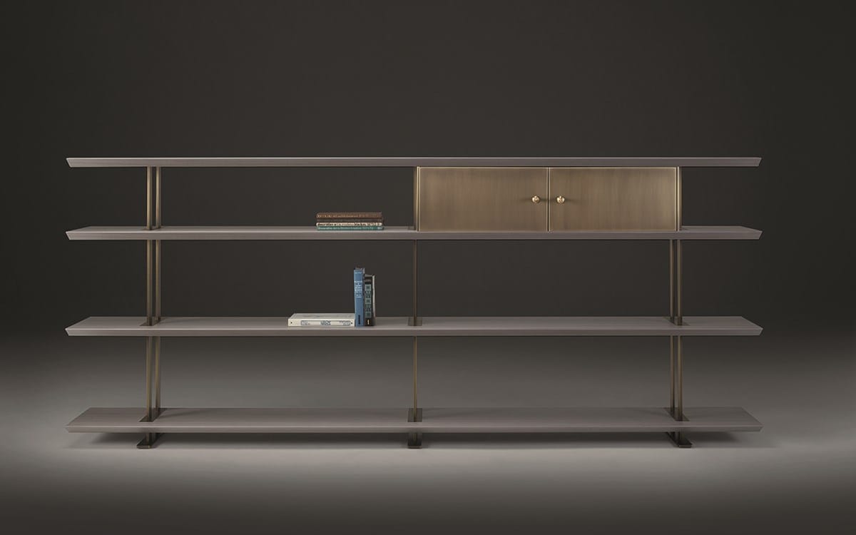 Freestanding double-sided wooden bookcase CORA By Promemoria design ...