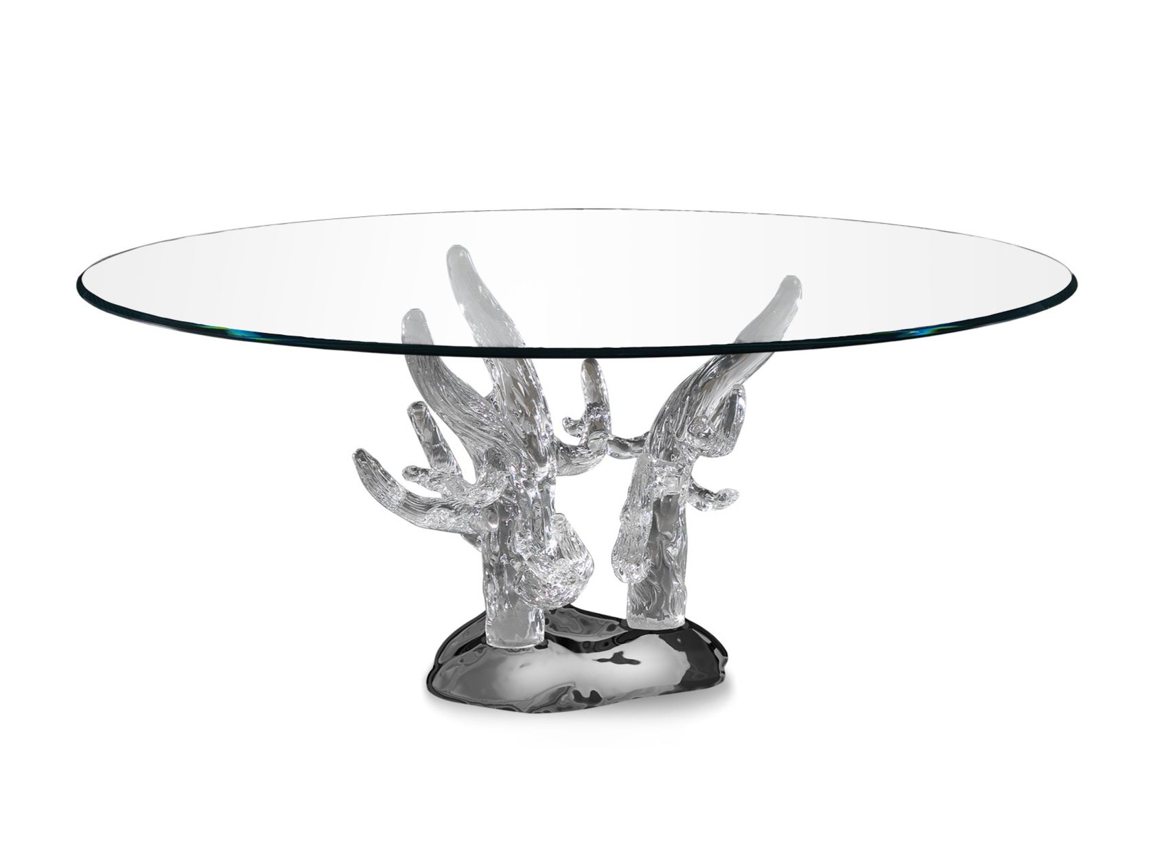 CORALLO Round glass dining table By Reflex | design Tulczinsky