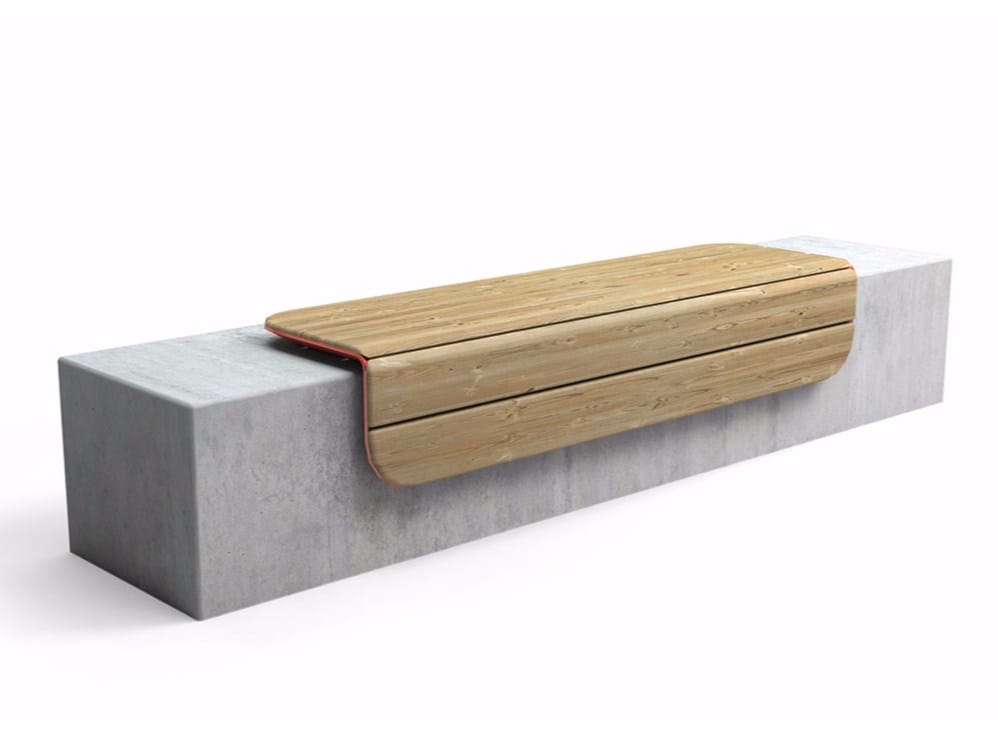 Backless steel and wood Bench CORNER By VESTRE