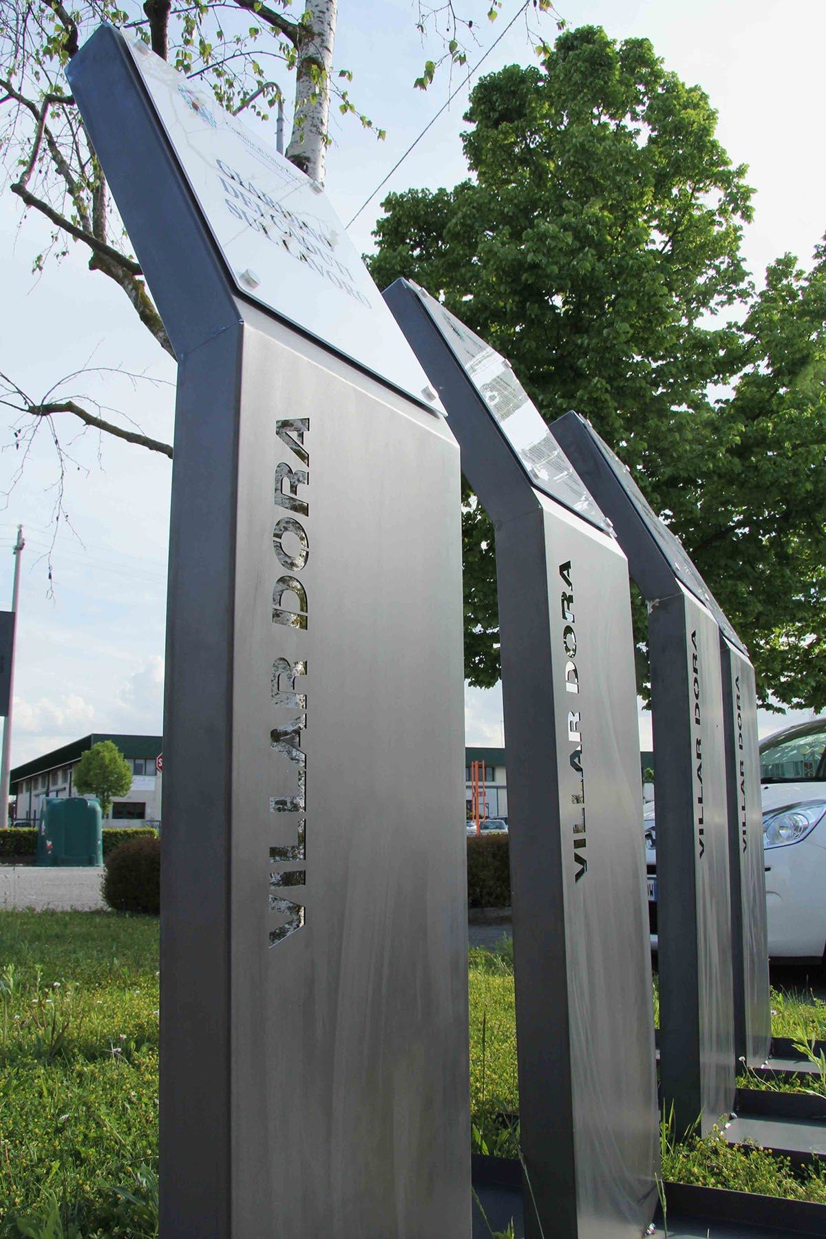 CORTEN STEEL LECTERN WITH DESCRIPTIVE PLATES Information stand By Remor