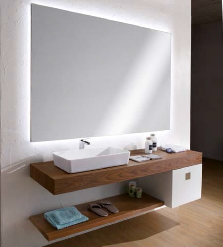COUNTER Wall-mounted wooden vanity unit with mirror By CARMENTA
