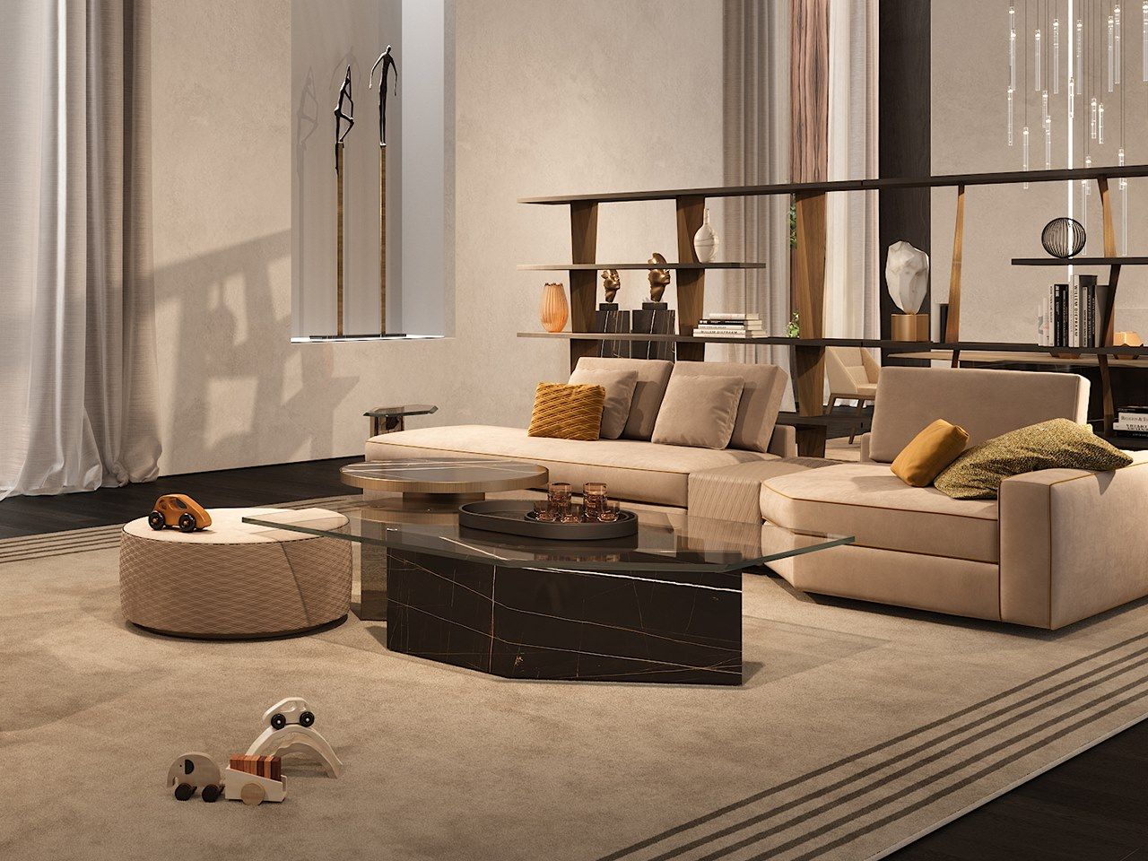 CUBITUM 40 | Coffee table for living room Hexagonal glass coffee table ...