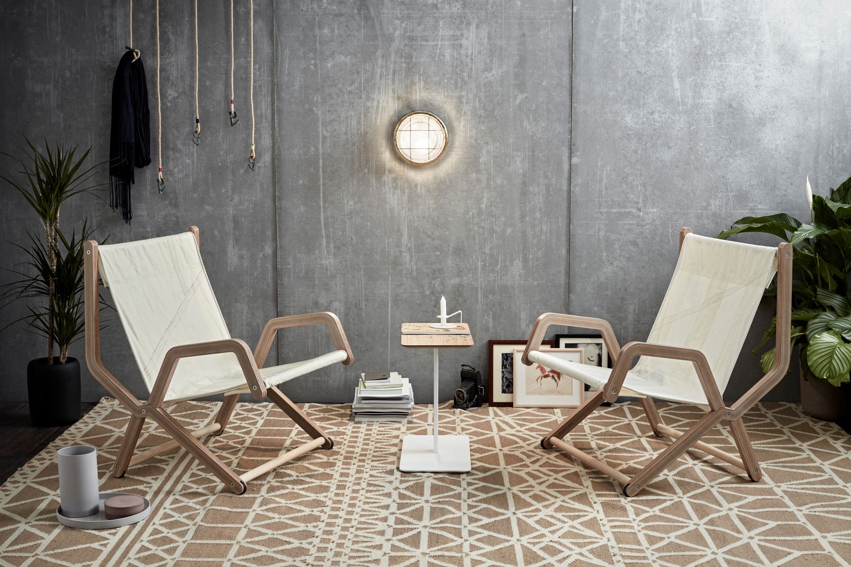 Folding recovered sail deck chair with armrests CUNNINGHAM By DVELAS ...