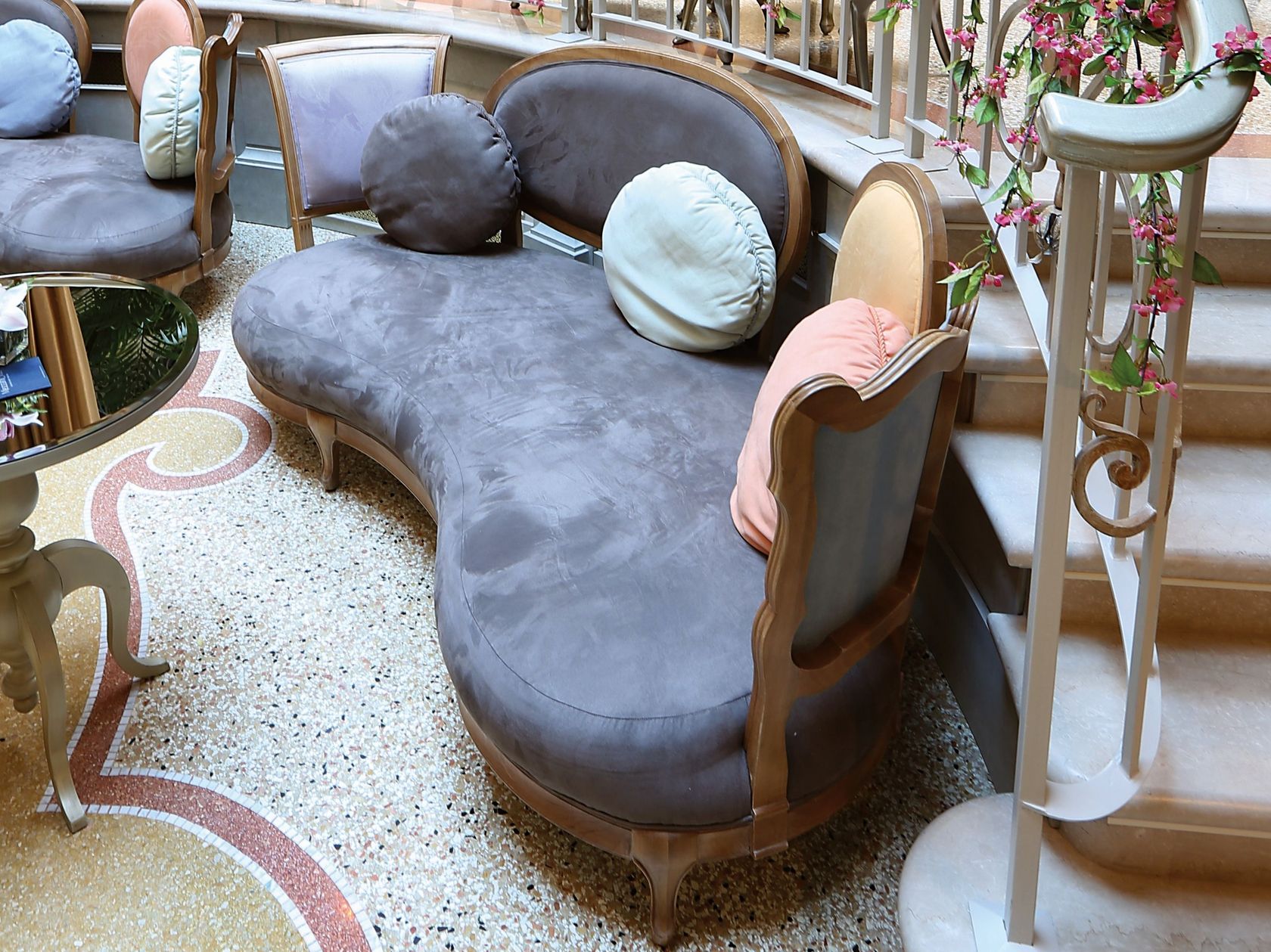 CURVED 3 seater curved suede sofa By Arnaboldi Interiors