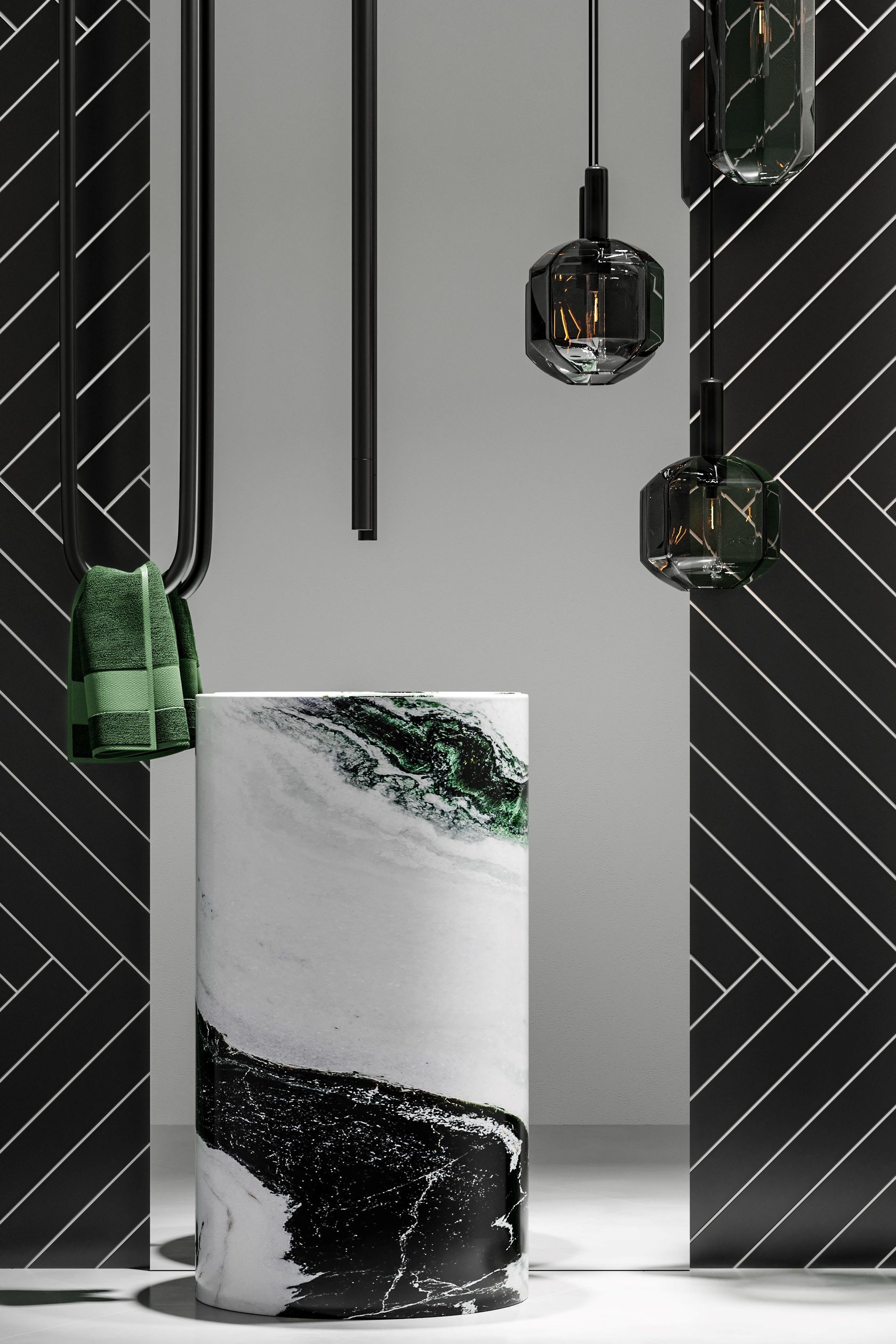 Lavabo freestanding singolo LAVANDINO CILINDRICO IN MARMO PANDA By ...