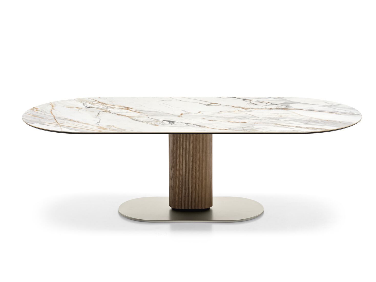 CAMEO Marble table with walnut base By Calligaris | design Gino Carollo
