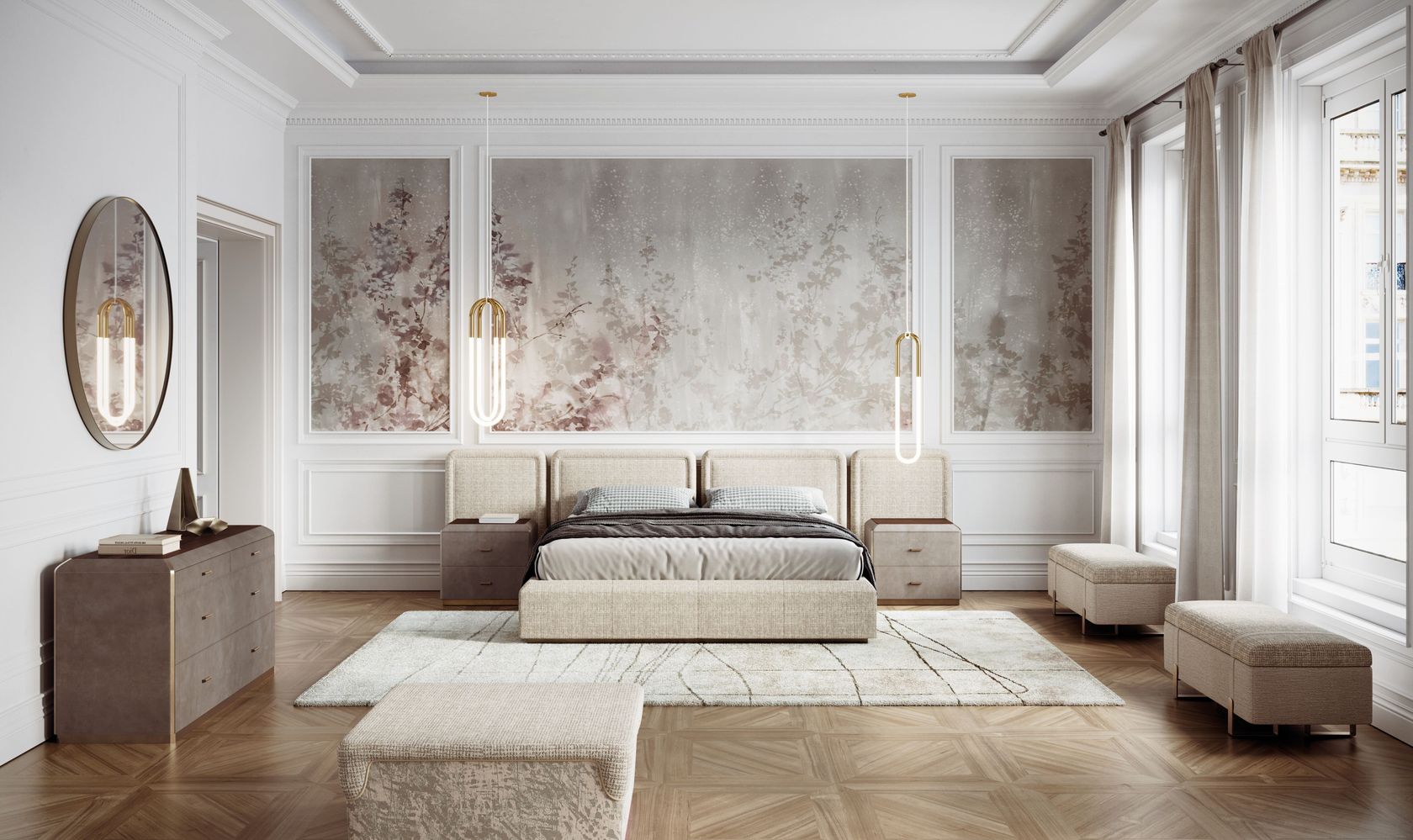 ORION XL.24 Leather double bed with upholstered headboard By Capital ...