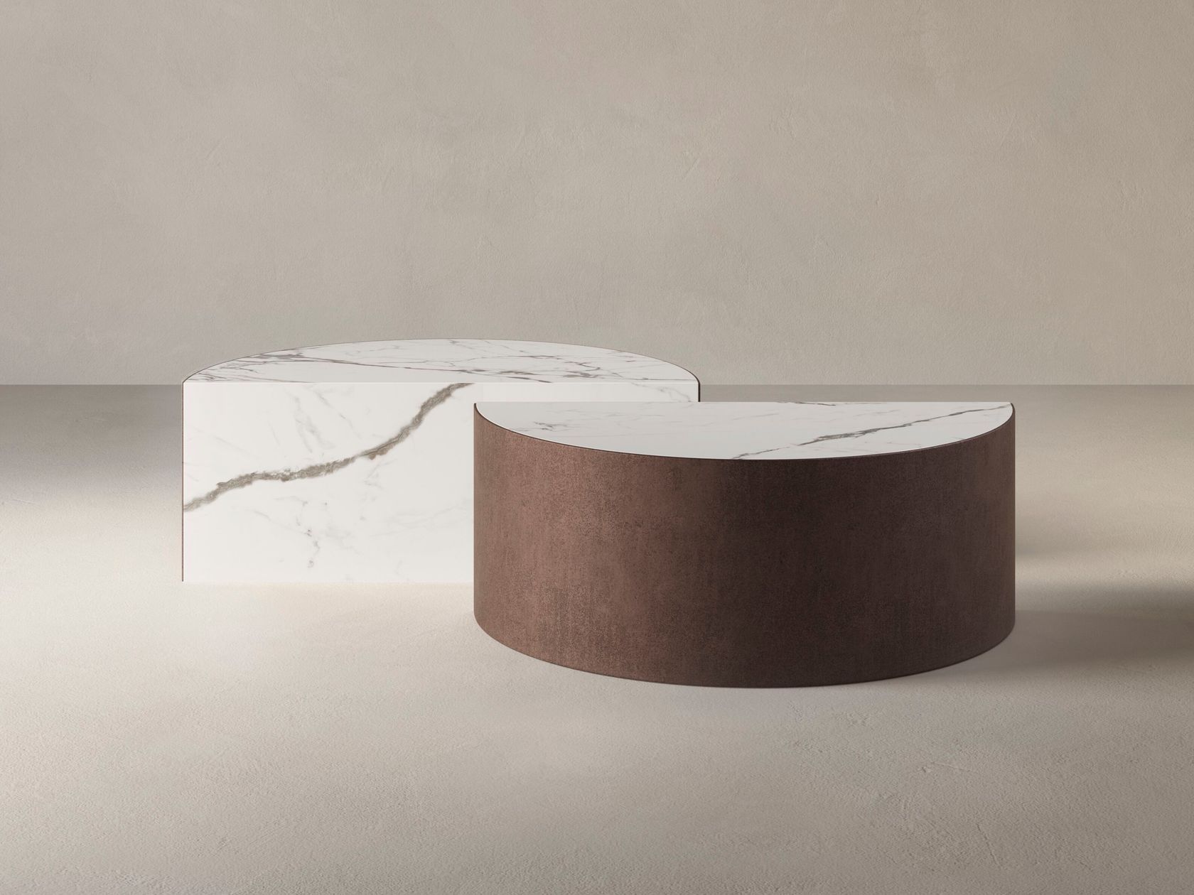 Indoor and outdoor tables in Casalgrande Padana porcelain stoneware