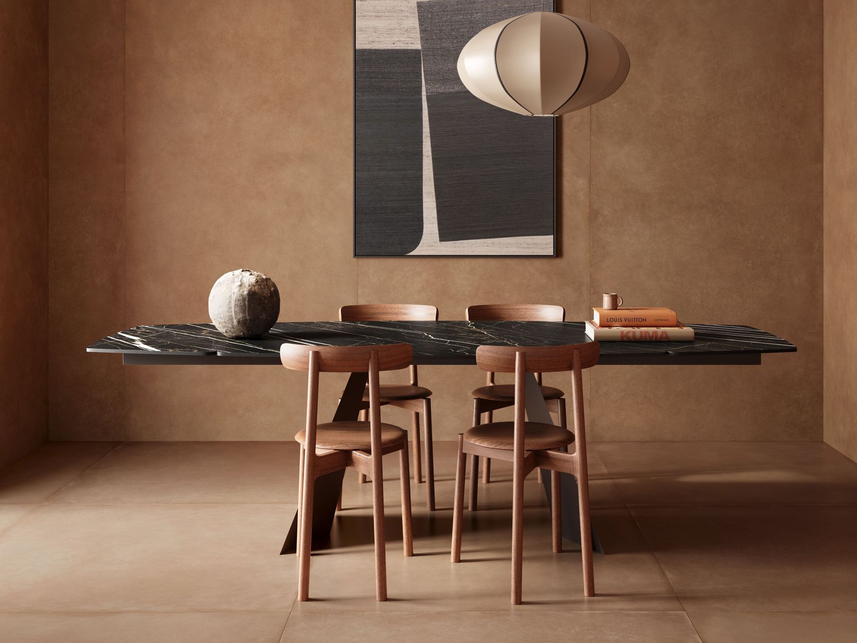 Indoor and outdoor tables in Casalgrande Padana porcelain stoneware