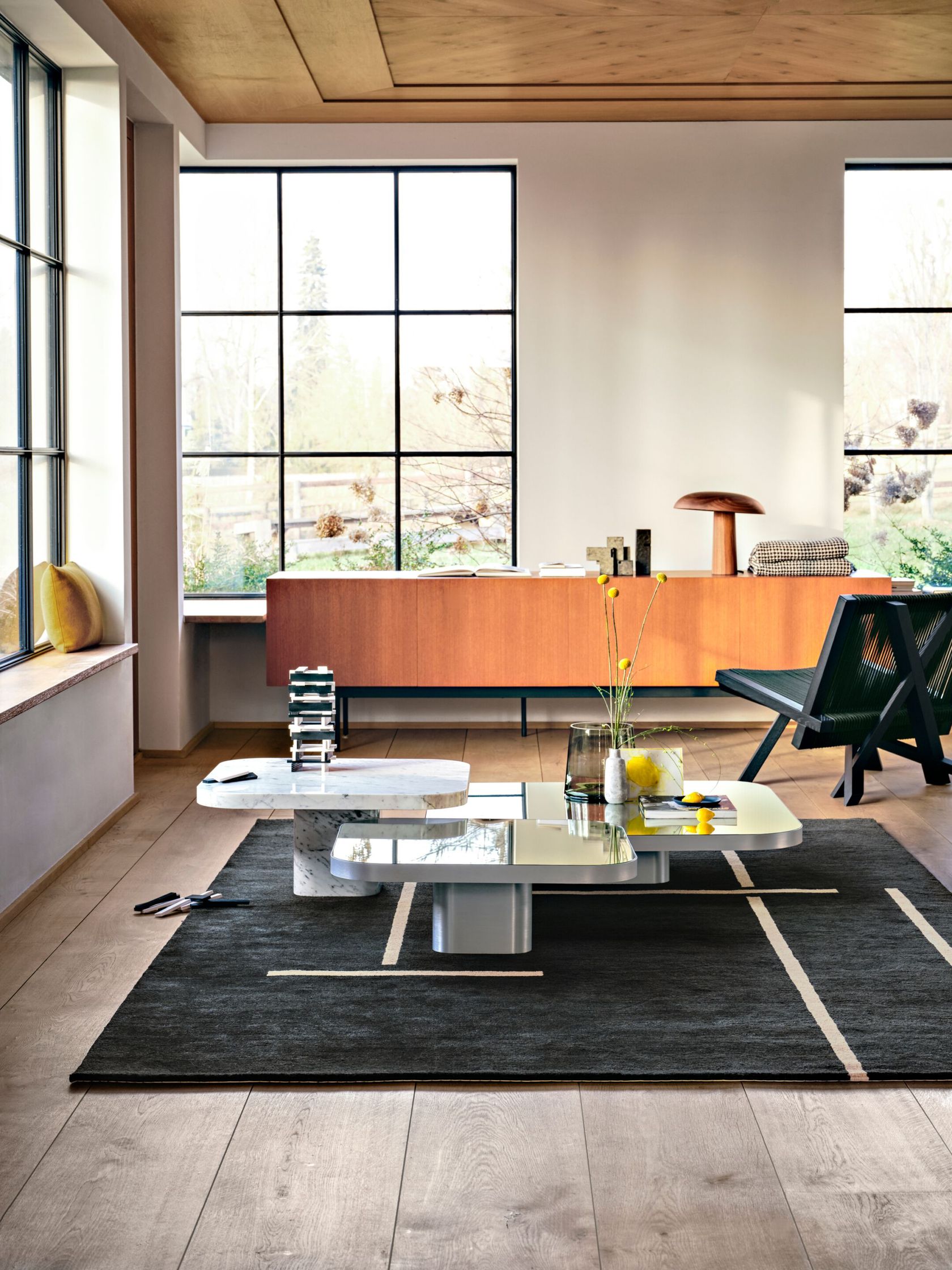 BOW COFFEE TABLE NO. 6 Rectangular aluminium central coffee table By ...