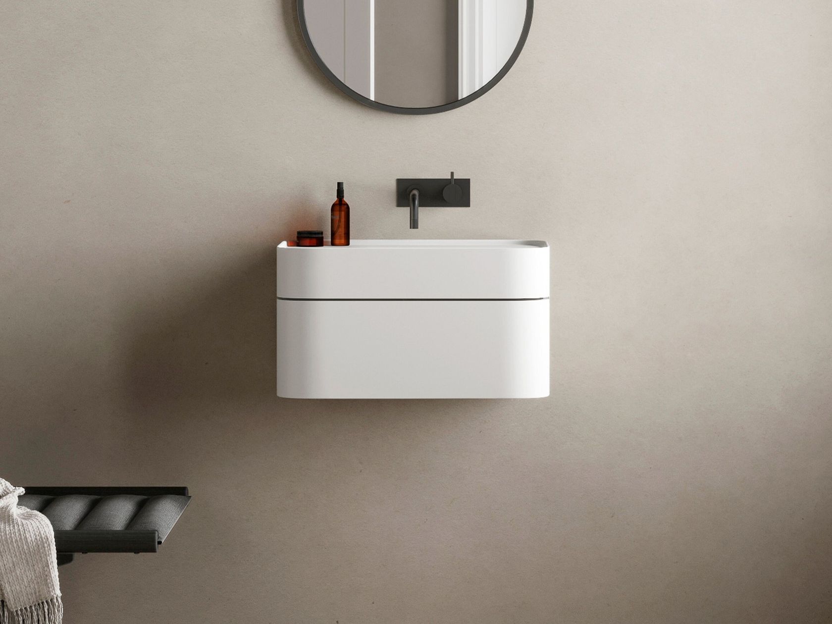 YUNO CA 55 Wall-mounted rectangular washbasin with drawers By ...