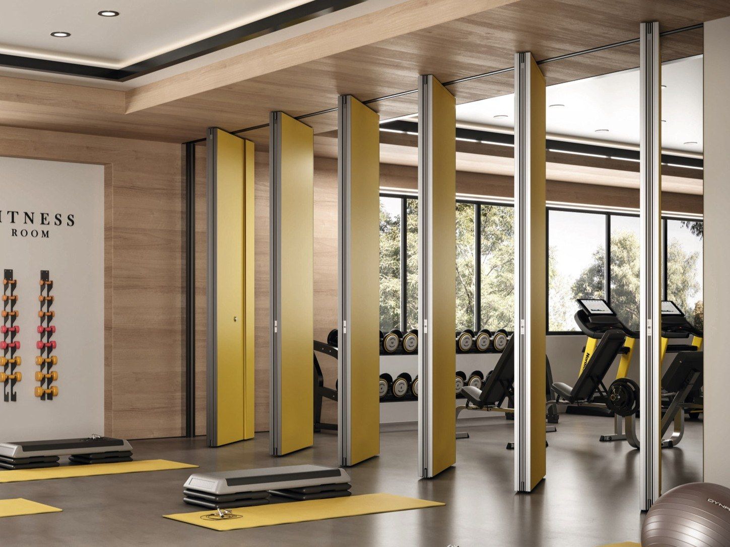 D100 Pivot wall with mirrors By Estfeller Pareti