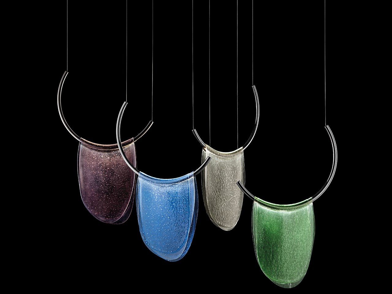 LED adjustable stained glass and metal pendant lamp DALÌ By Italamp ...