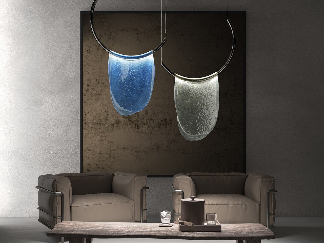 LED adjustable stained glass and metal pendant lamp DALÌ By Italamp ...