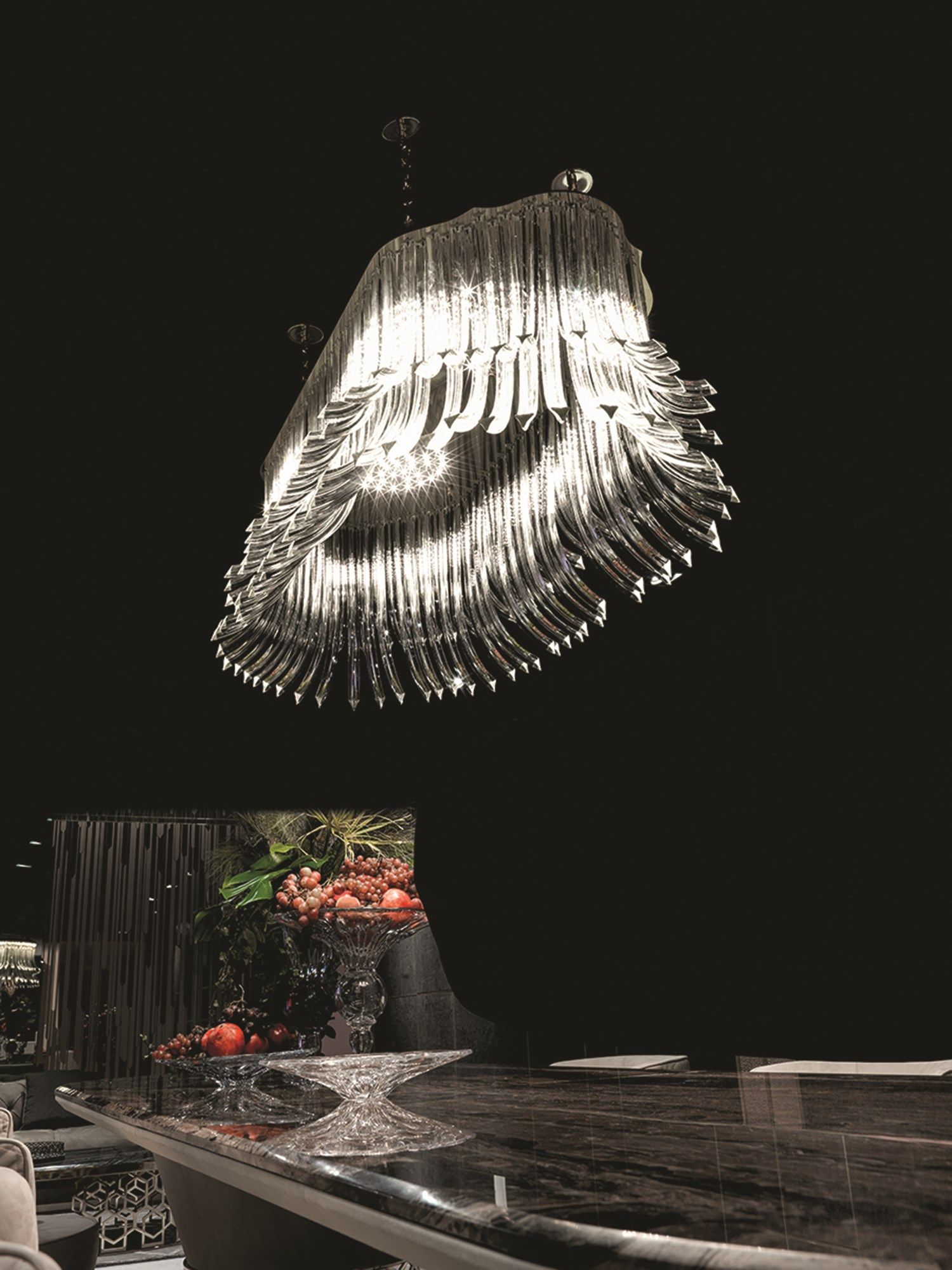 Crystal pendant lamp DALMA By Longhi design Giuseppe Iasparra