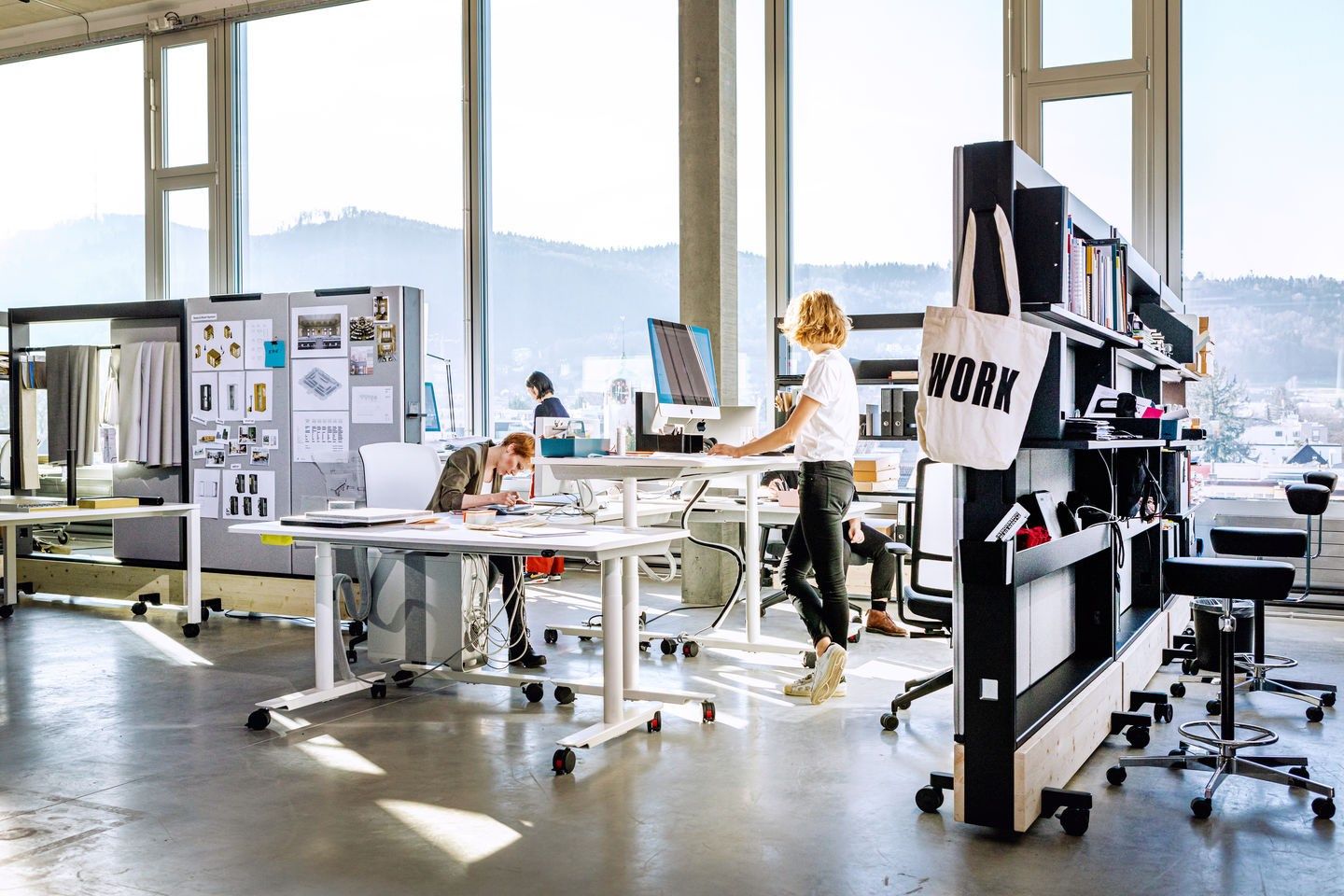 DANCING WALL Freestanding steel and wood office screen with casters By ...