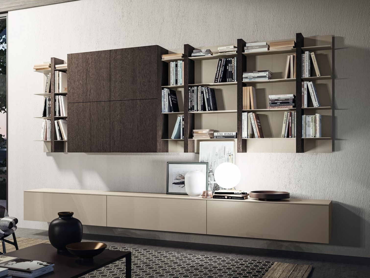 Wall-mounted storage wall DAY SYSTEM 07 By Composit