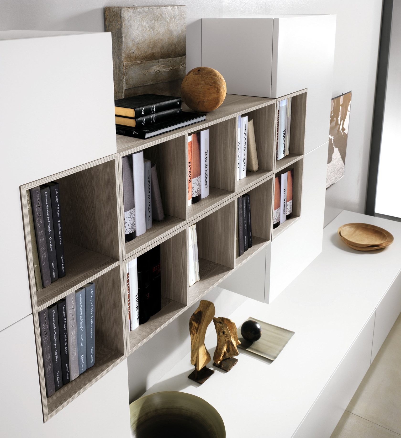 Mueble modular de pared montaje pared lacado de madera de estilo ...