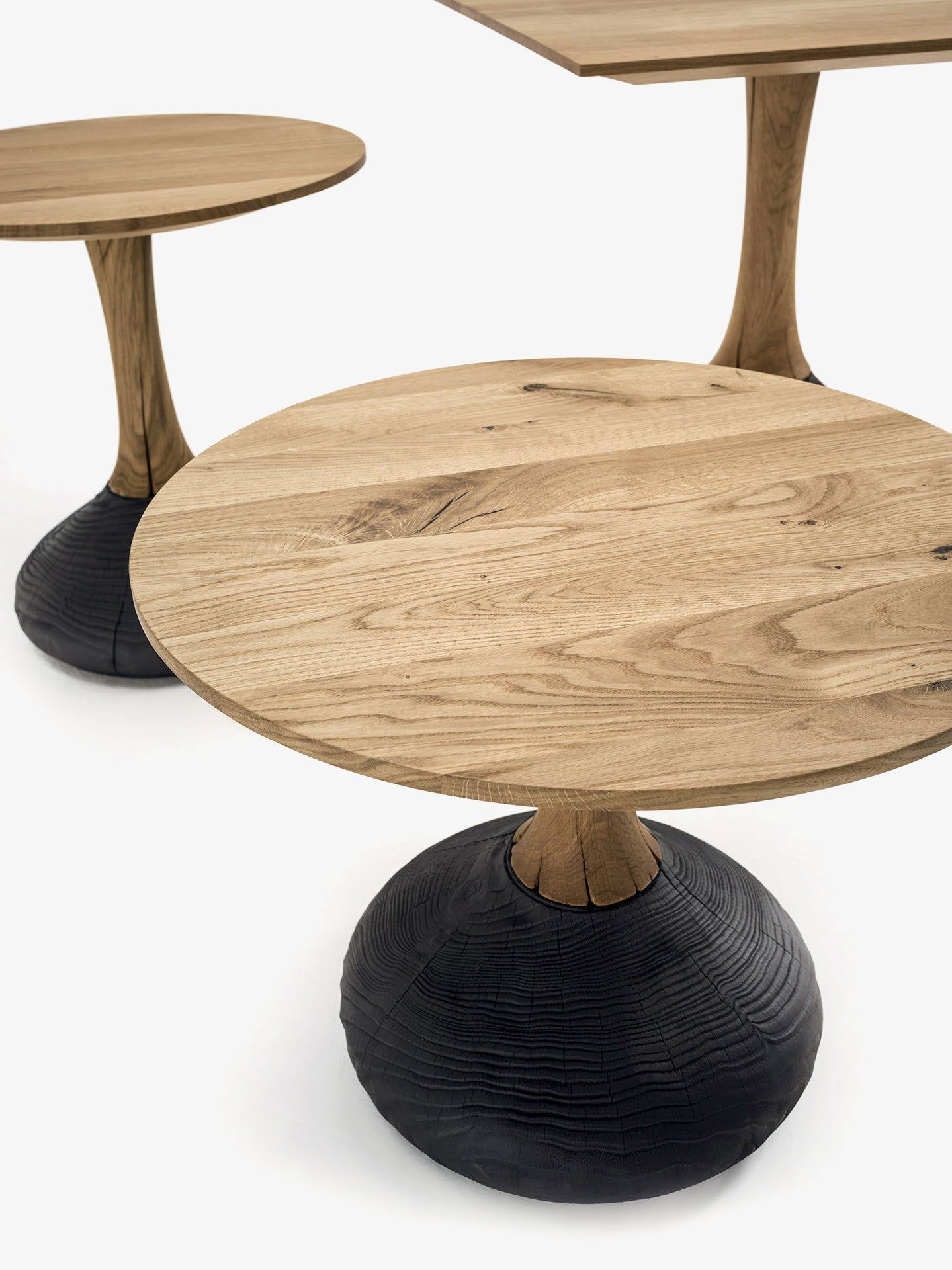 DECANT Round high side table in oak and cedar solid wood By Riva 1920 ...