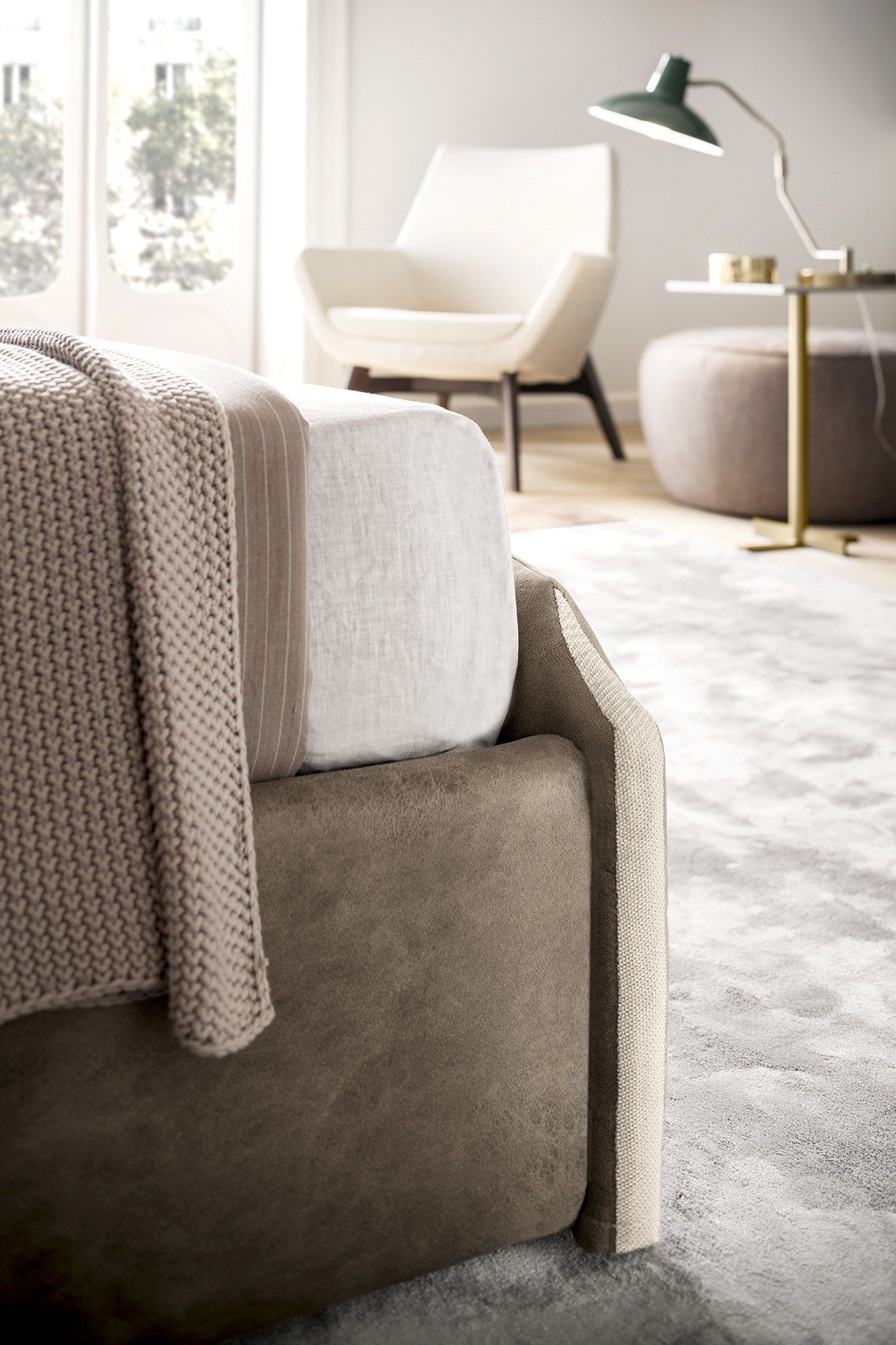 Fabric storage bed with upholstered headboard DEMY By Felis