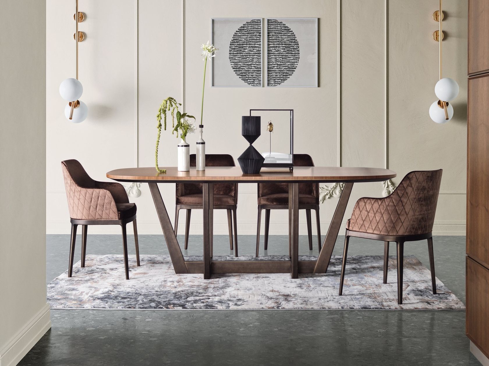 DIAMANTE Oval wooden table By Prestige | design Nevio Tellatin