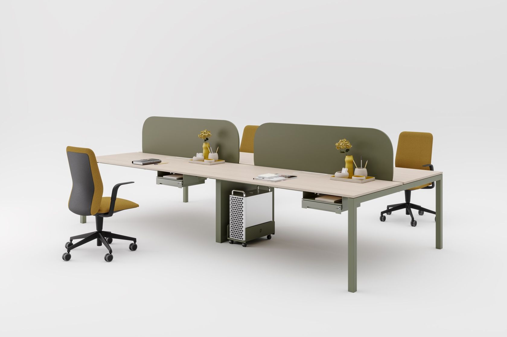 DIECI Wooden workstation desk with cable management By PROF