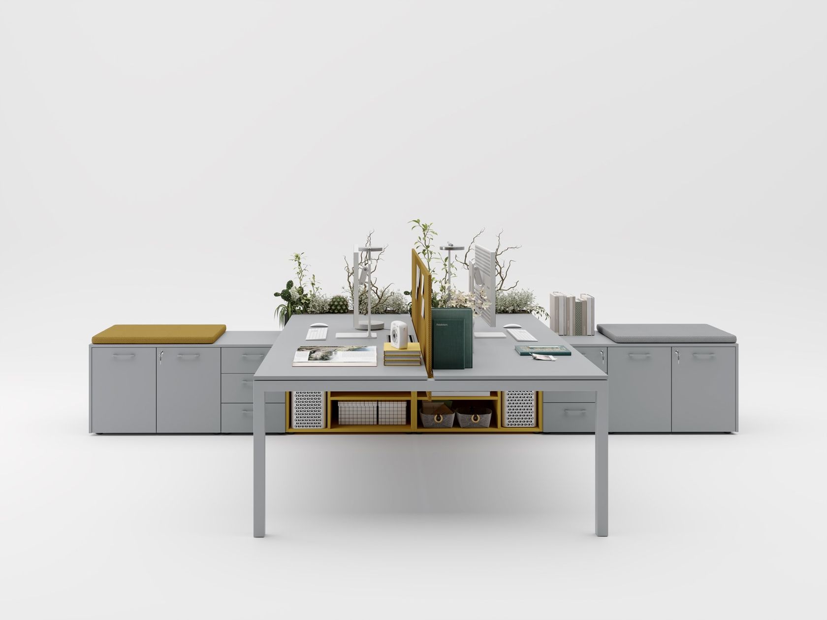 DIECI Wooden workstation desk with cable management By PROF