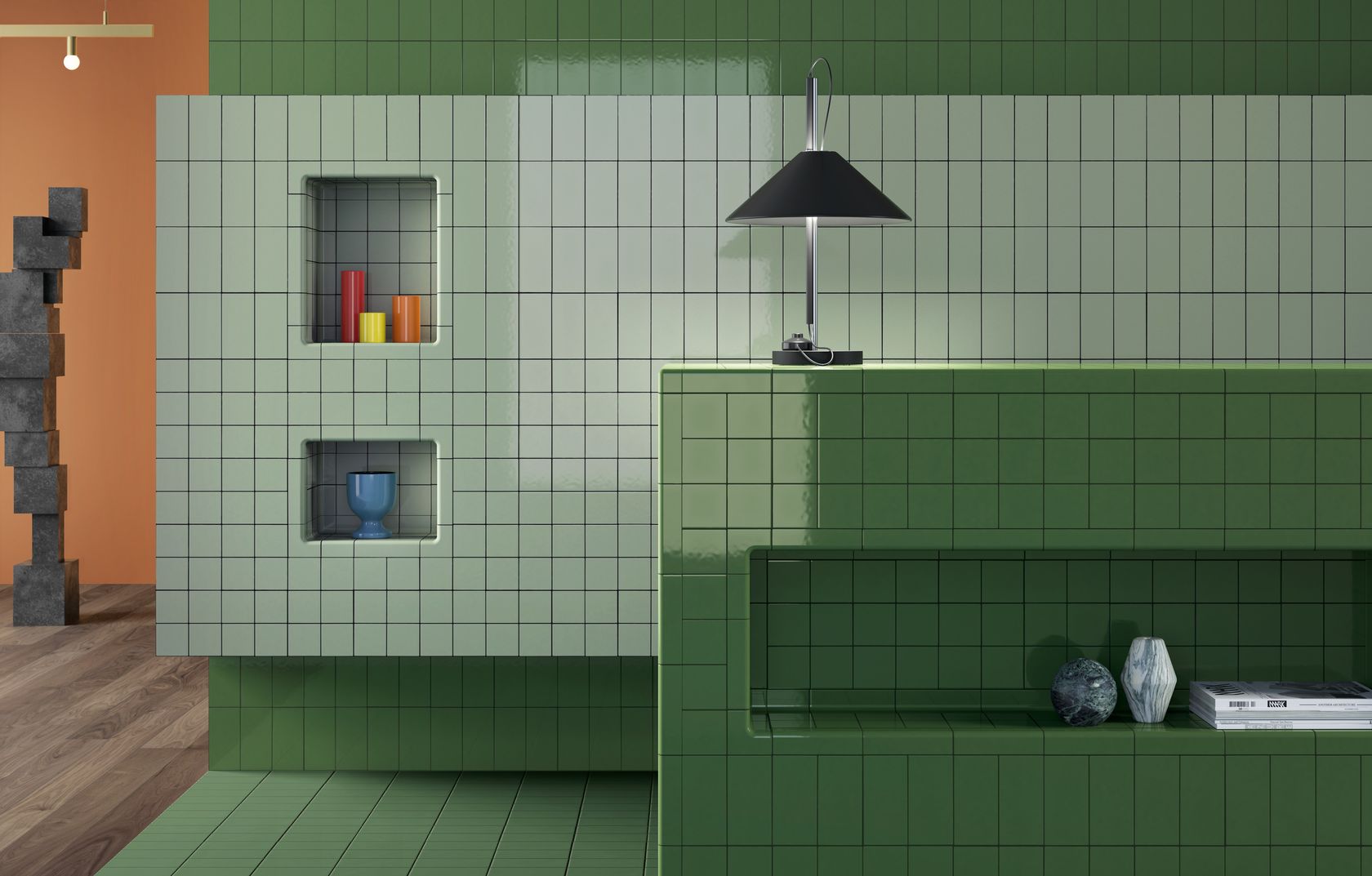DIN LIGHT GREEN MATT Glazed stoneware wall/floor tiles By Mutina ...