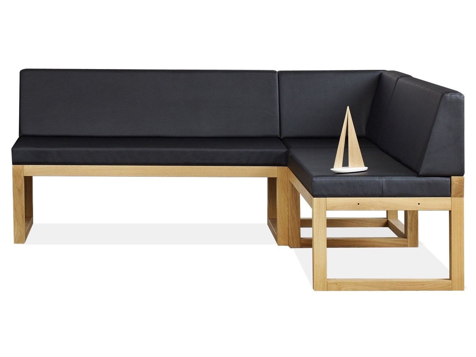 Upholstered modular leather bench with back DINER By TON design Kai Stania