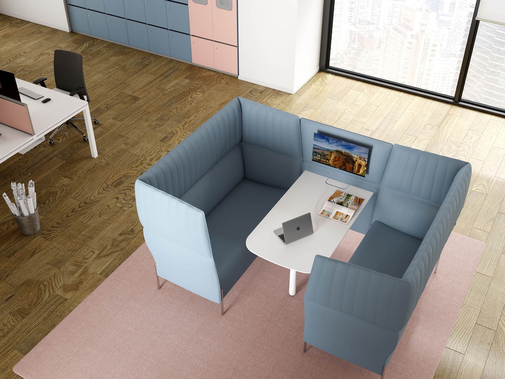 DOLLY PRIVÈ Acoustic multimedia fabric office booth By ESTEL GROUP ...