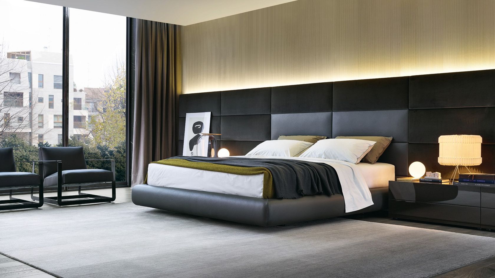 DREAM Rectangular wooden bedside table with drawers By Poliform ...