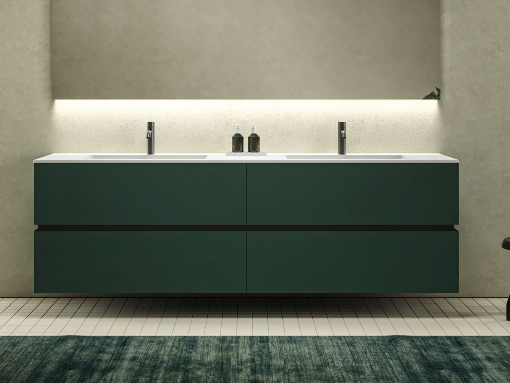 DRESSCODE Mobile lavabo doppio con cassetti con lavabo integrato By ...
