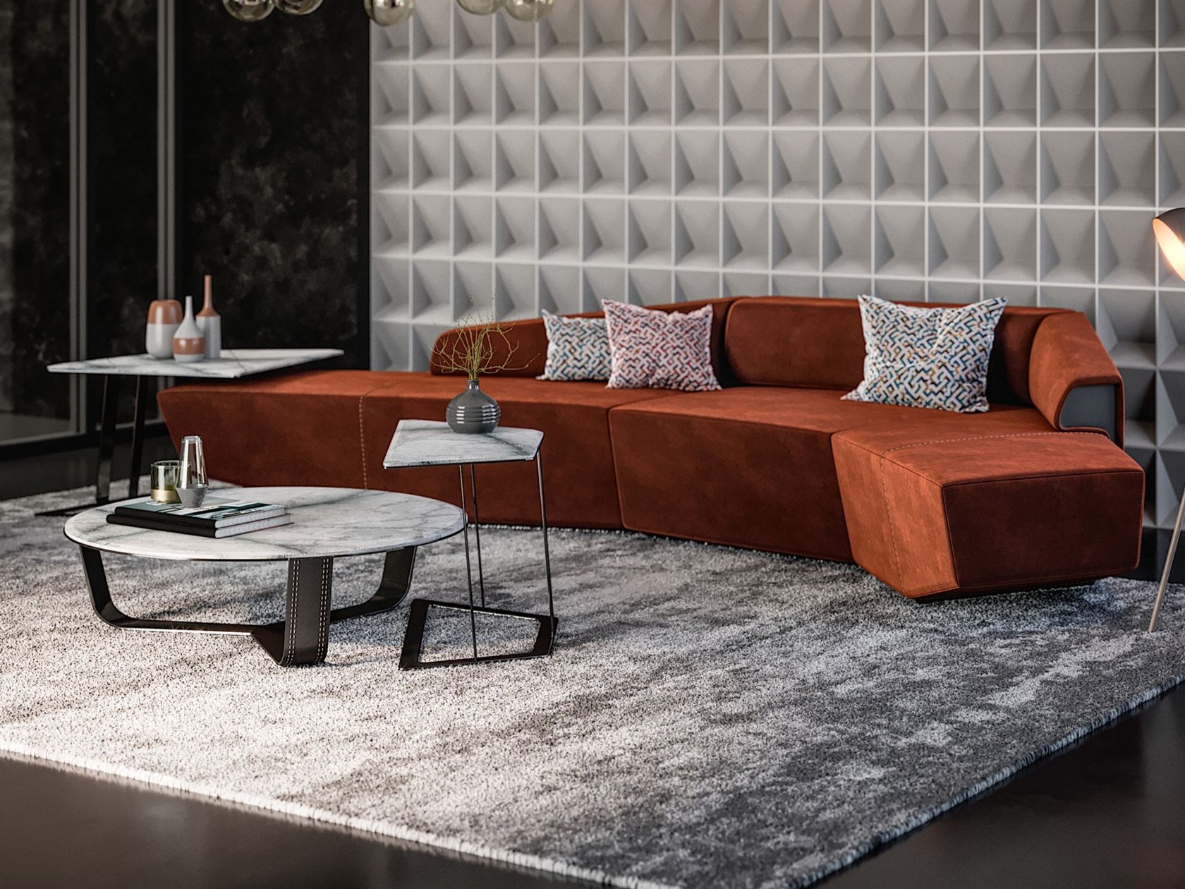 Divano componibile modulare in velluto DUBHÈ Collezione Supernova By SM ...