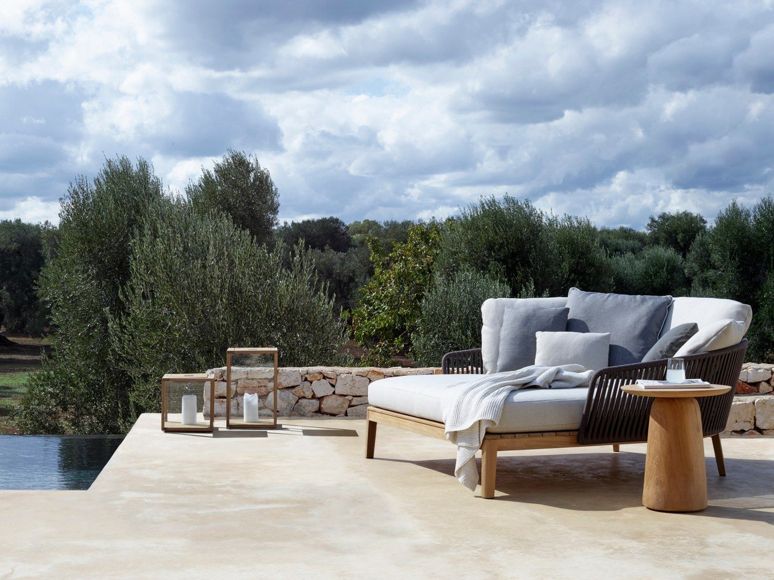 Round teak garden side table DUNES By TRIBÙ design Yabu Pushelberg