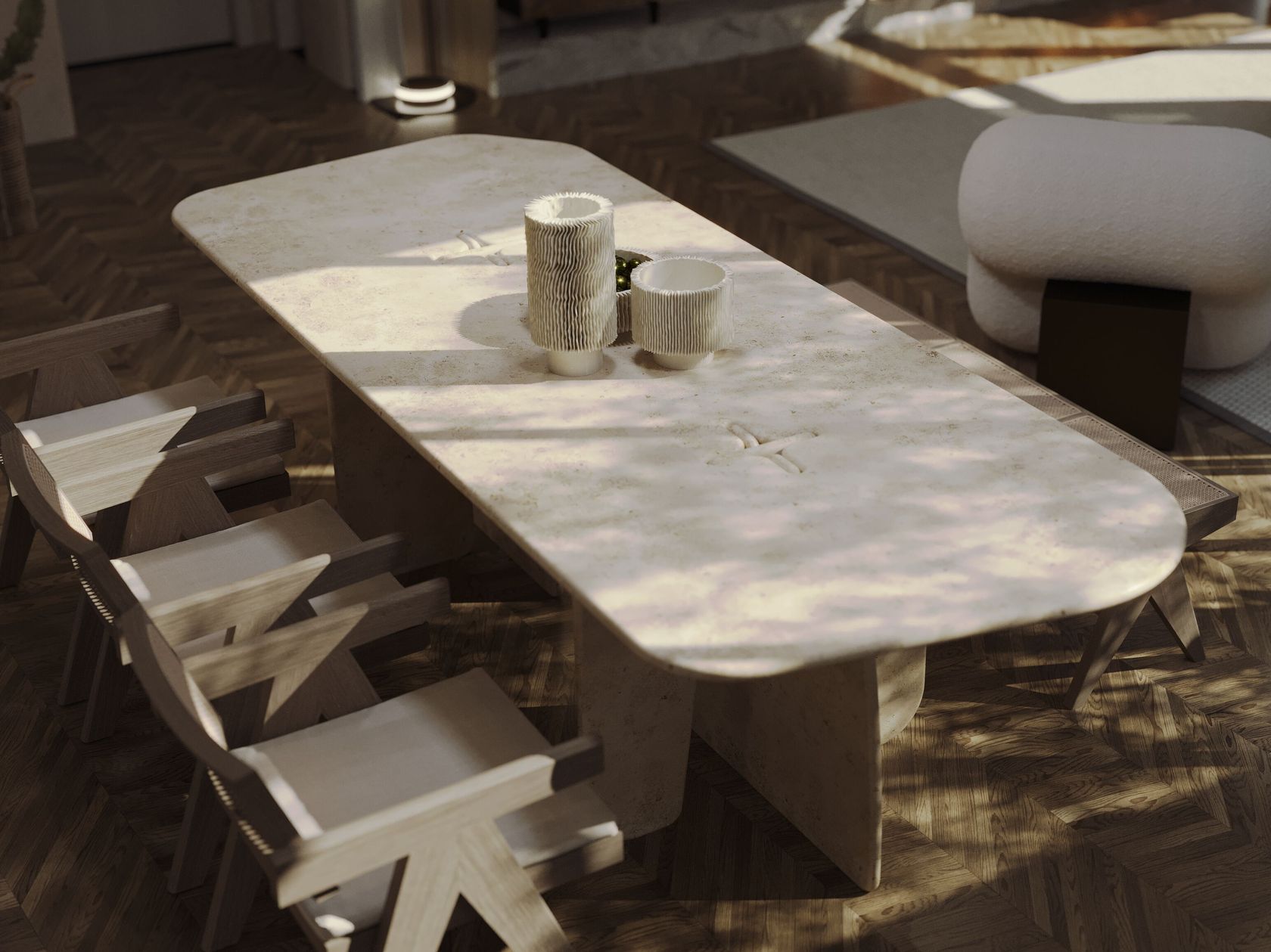 LAMÉ Rectangular natural stone table By Davani | design INC ...