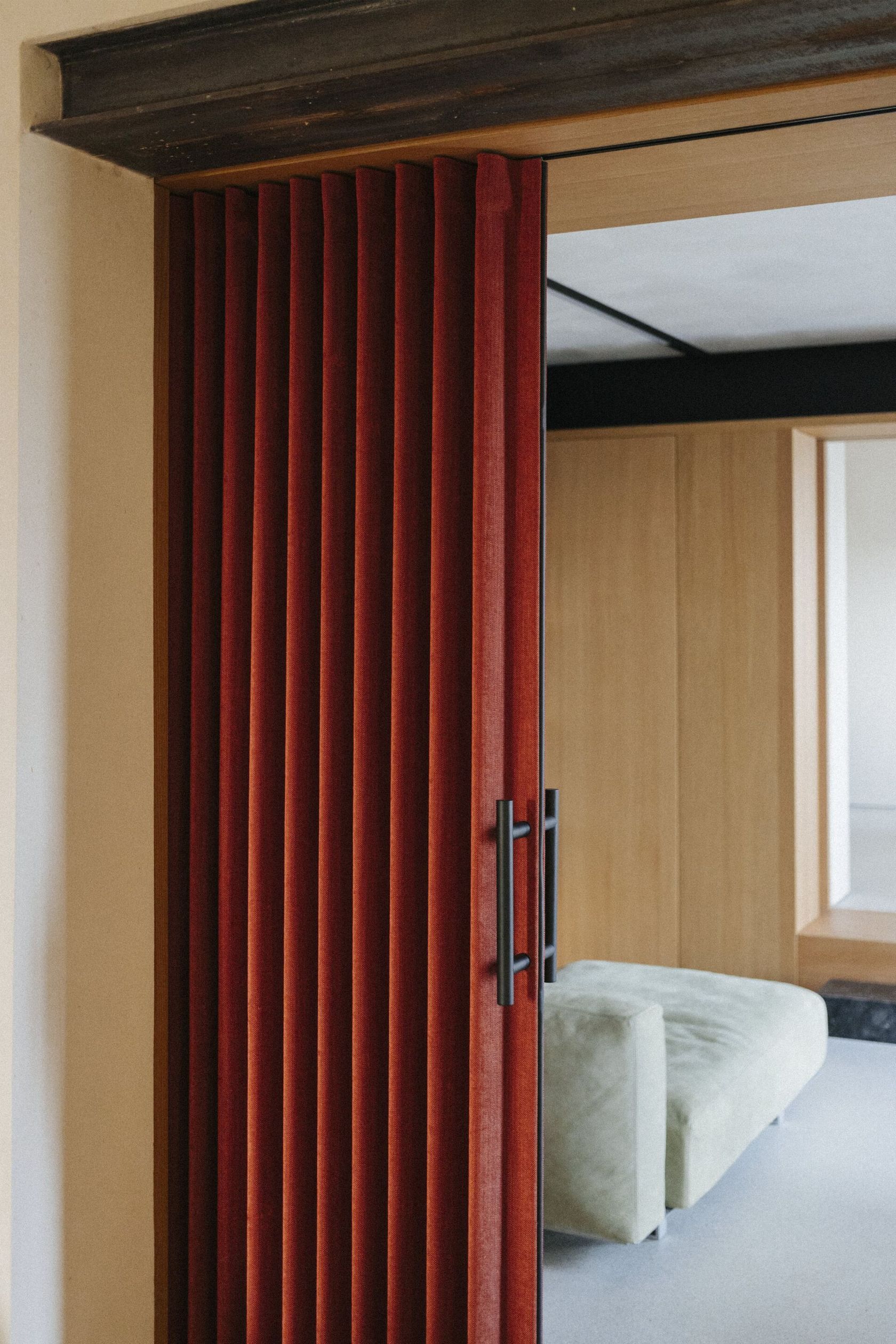 Folding door with velvet cladding Textile door By Dooor