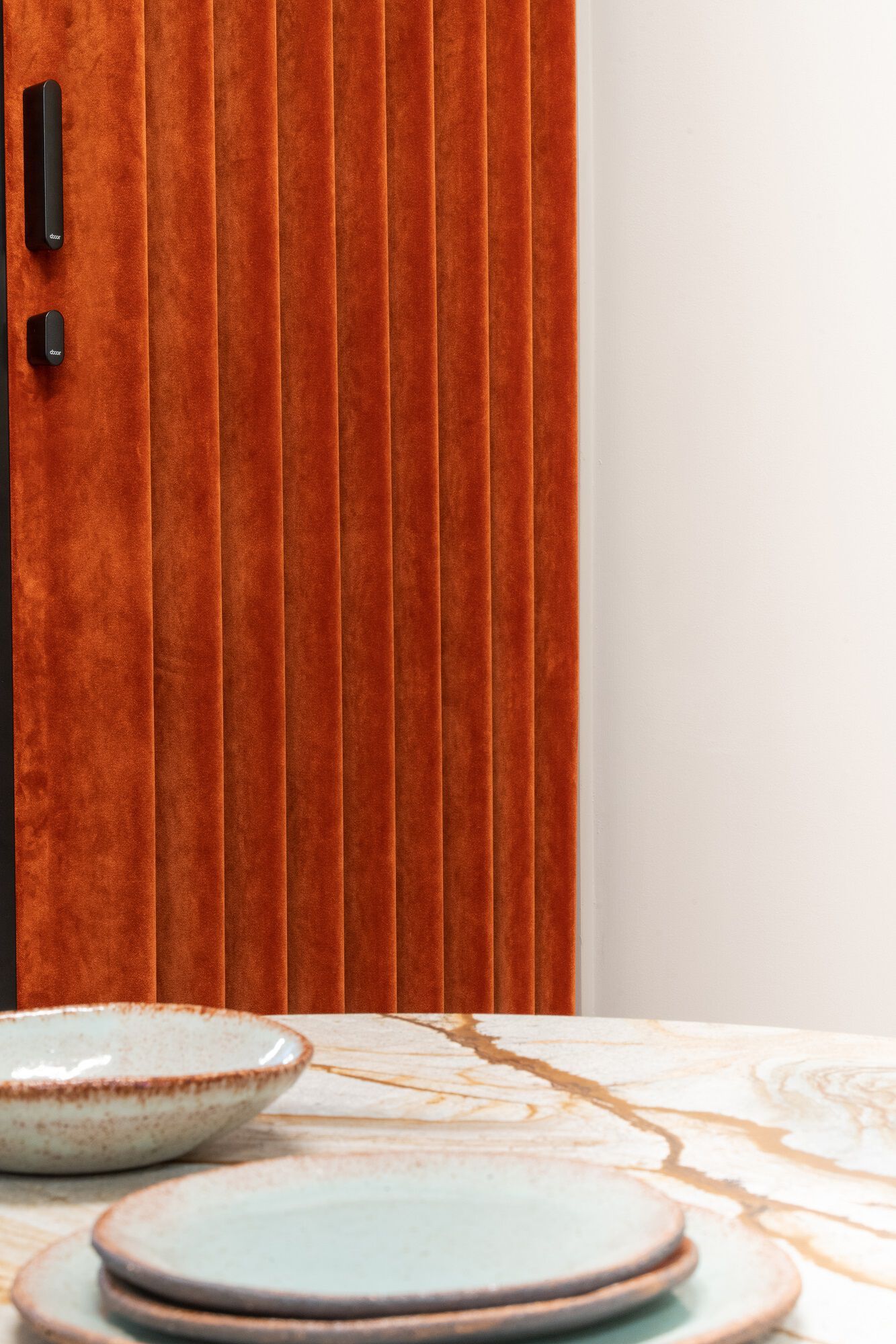 Folding door with velvet cladding Textile door By Dooor