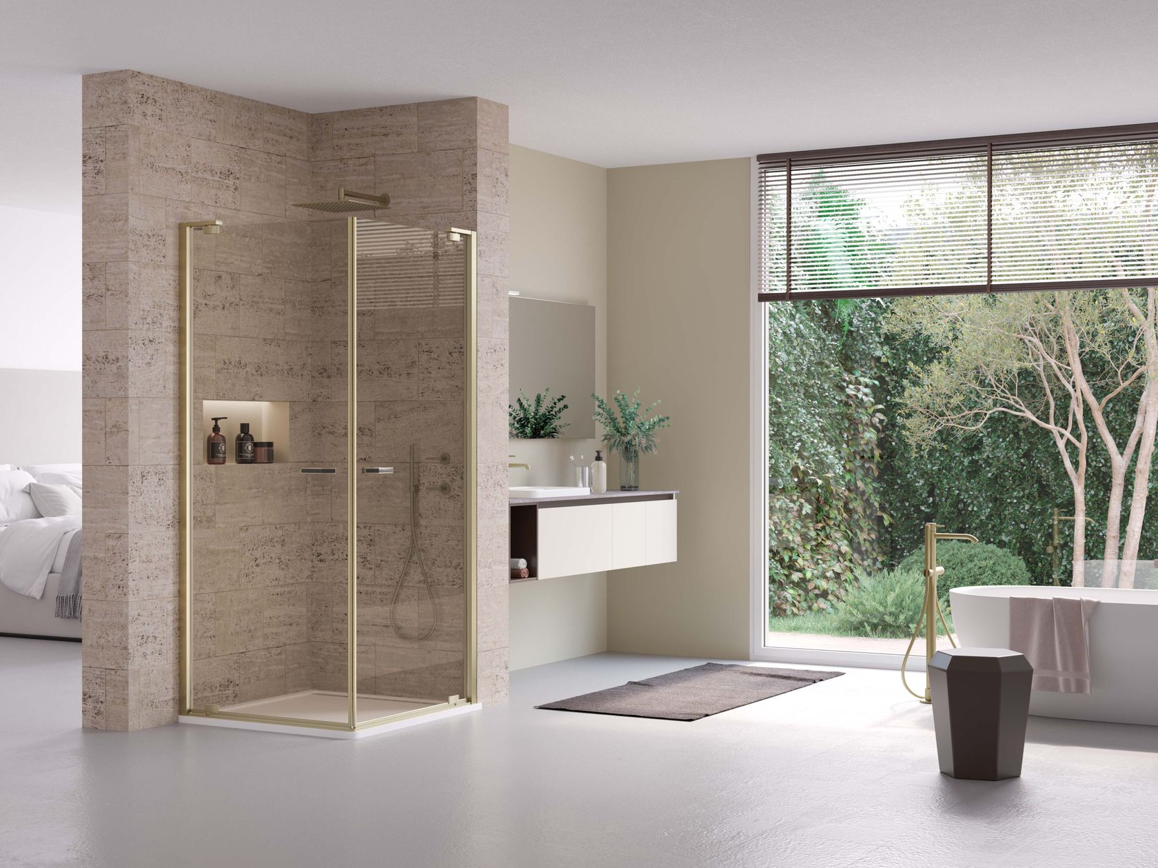 NATURA 4000 - A-EDT L/R Corner shower cabin with pivot door By Duka